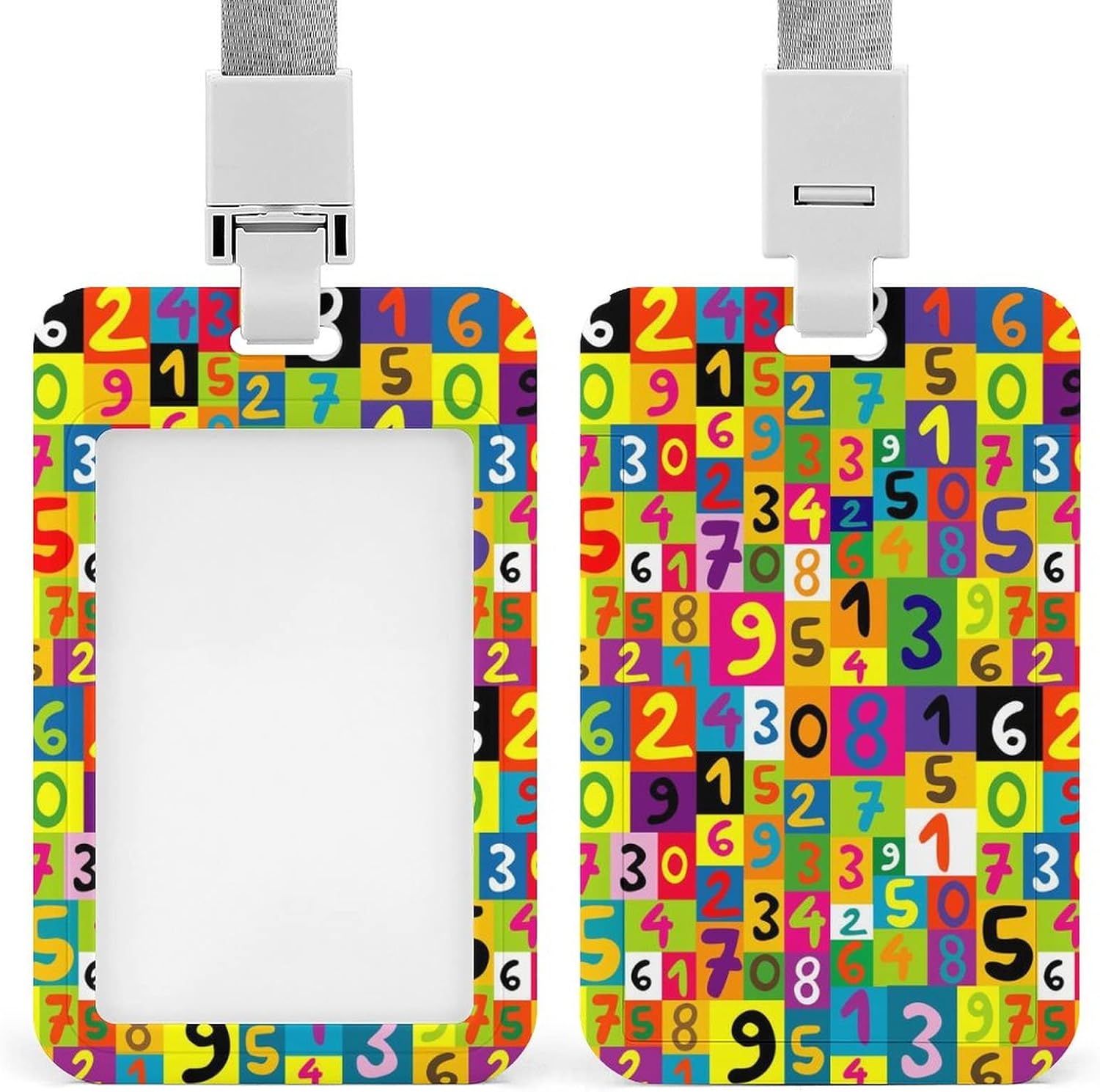 Amazon.com : Kids with Numbers Badge Holder Cute ID Card Hard Plastic ...