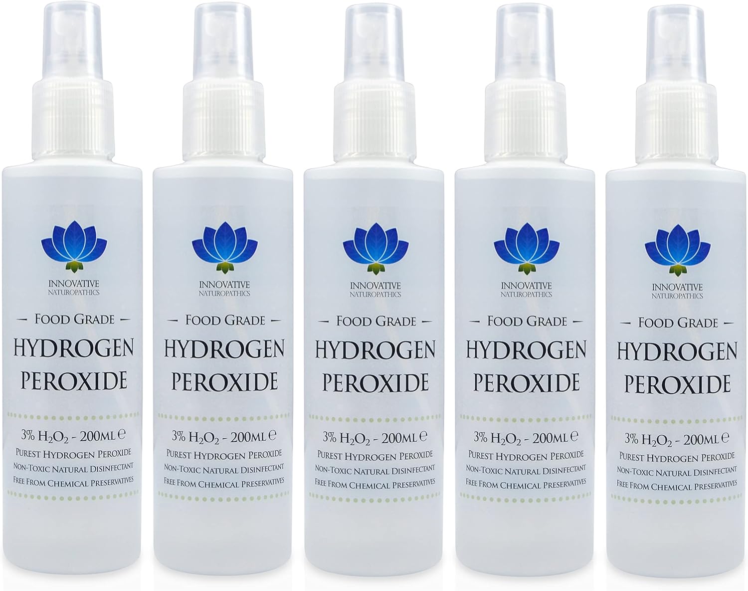 3% Food Grade Hydrogen Peroxide Spray - 5 x 200ml BPA Free Spray ...