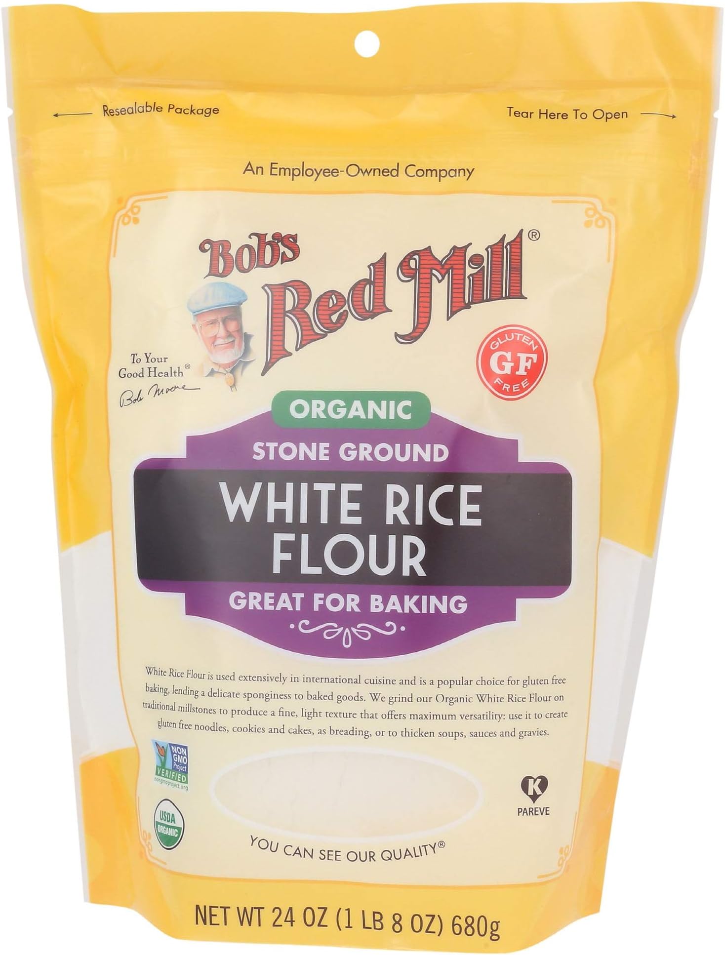 Amazon.com : Bob's Red Mill Organic White Rice Flour, 24oz (Pack of 1 ...