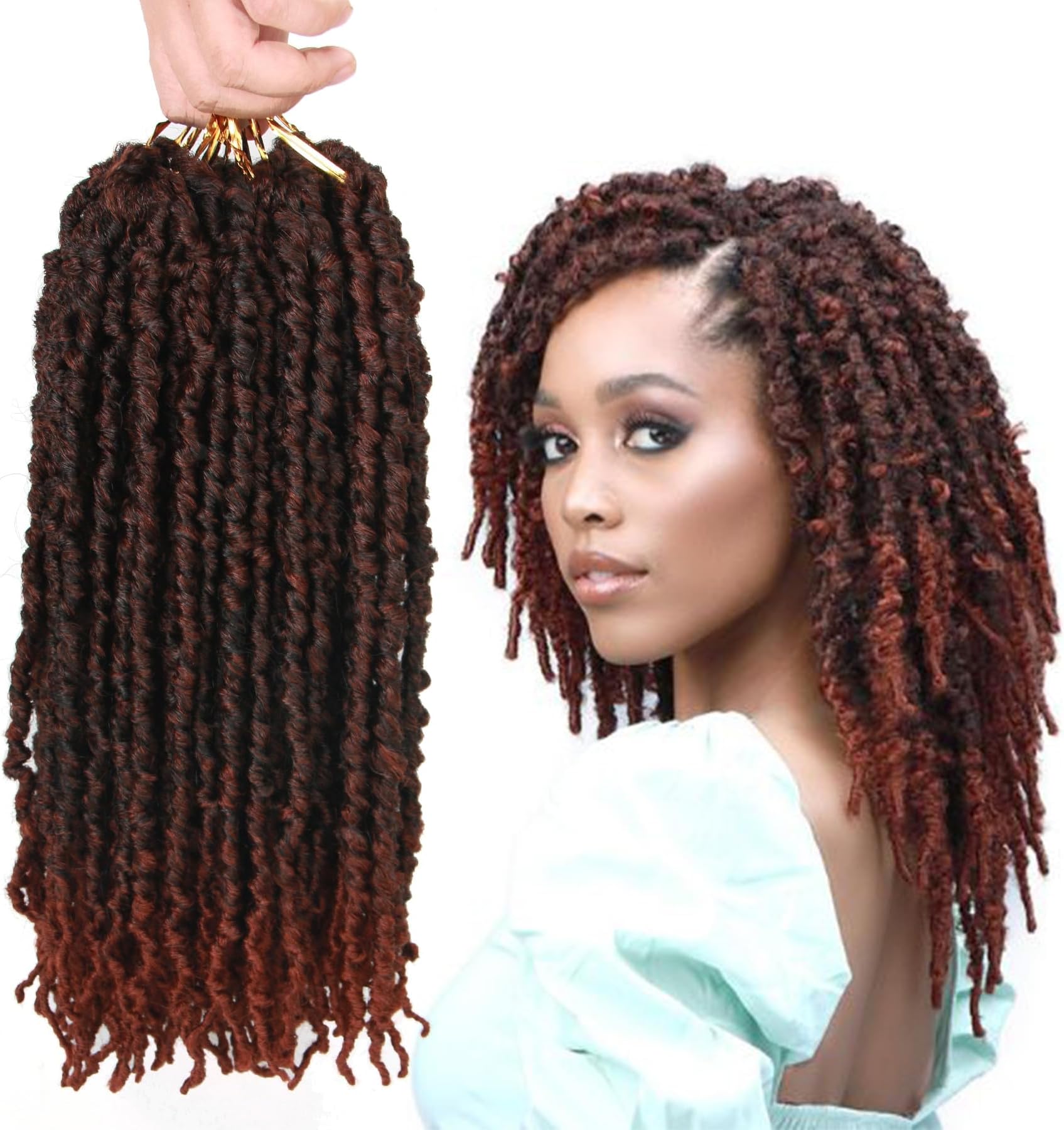 Amazon.com : 10packs/lot Faux Locs Crochet Hair 14inch Curly Soft ...