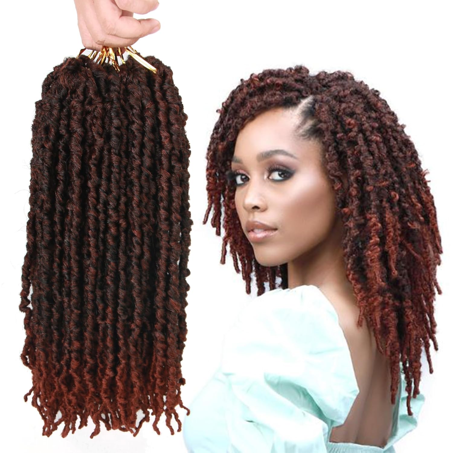 Amazon.com : 10packs/lot Faux Locs Crochet Hair 14inch Curly Soft ...