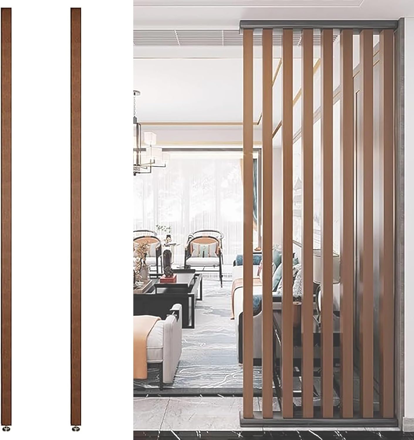 Amazon.com - Wall Partition Room Divider Floor to Ceiling Wooden Slats ...