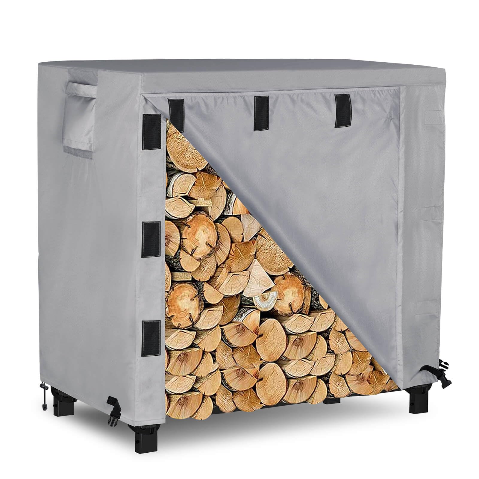 Snapklik.com : OutdoorLines Waterproof Firewood Rack Cover 4FT, Grey ...