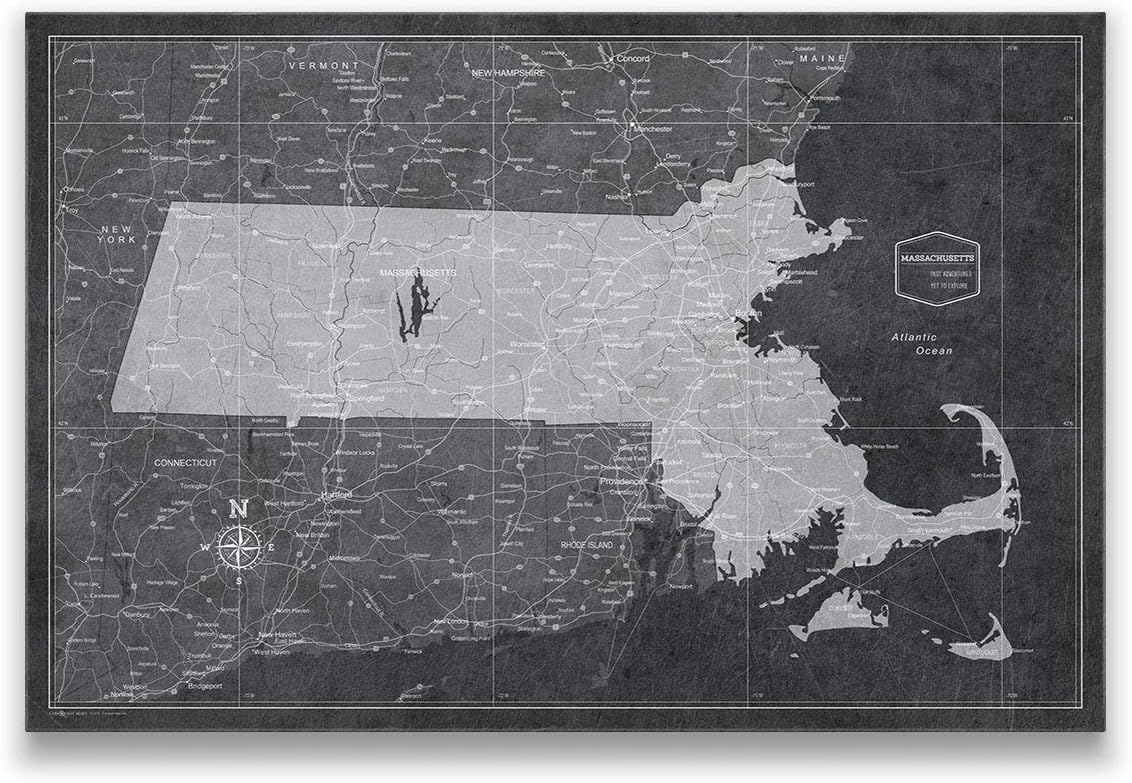 Amazon.com - Conquest Maps Push Pin Massachusetts Map Board - With Push ...