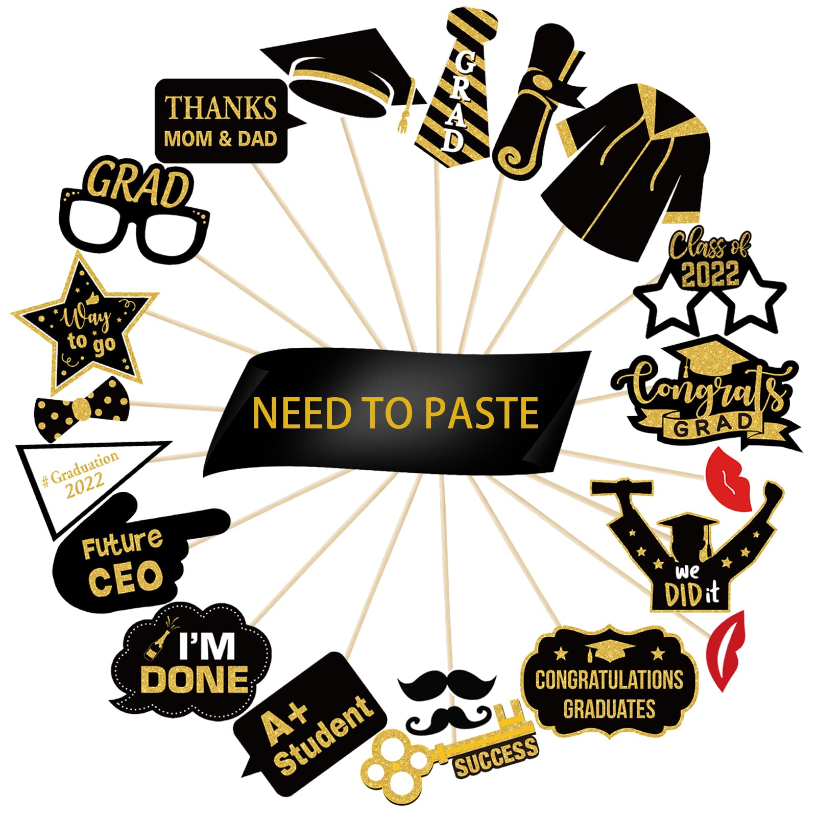 22 Pack Graduation Photo Booth Props, Large Size Graduation Photo Frame ...