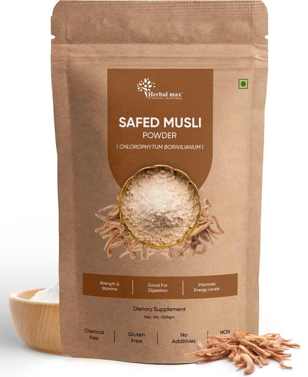 Herbal max Organic Safed Musli Root Powder | Ayurvedic Support for ...