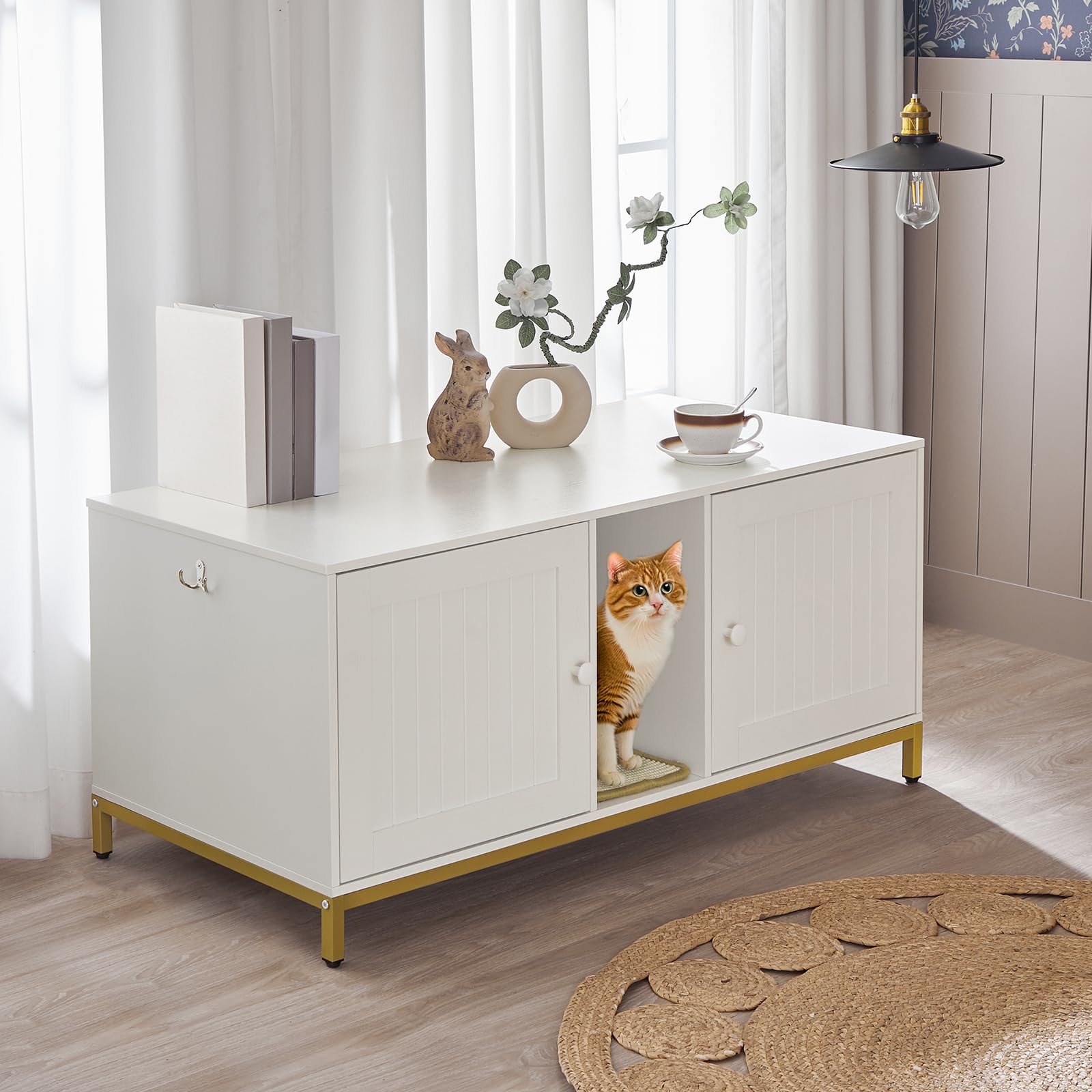 Snapklik.com : HOOBRO 44" Litter Box Enclosure For 2 Cats, Double Cat ...