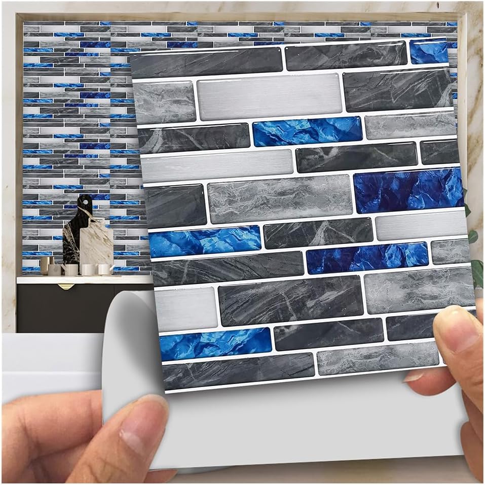 Amazon.com: Self Adhesive 3D Tile Wall Sticker Set 10 Pcs Waterproof ...