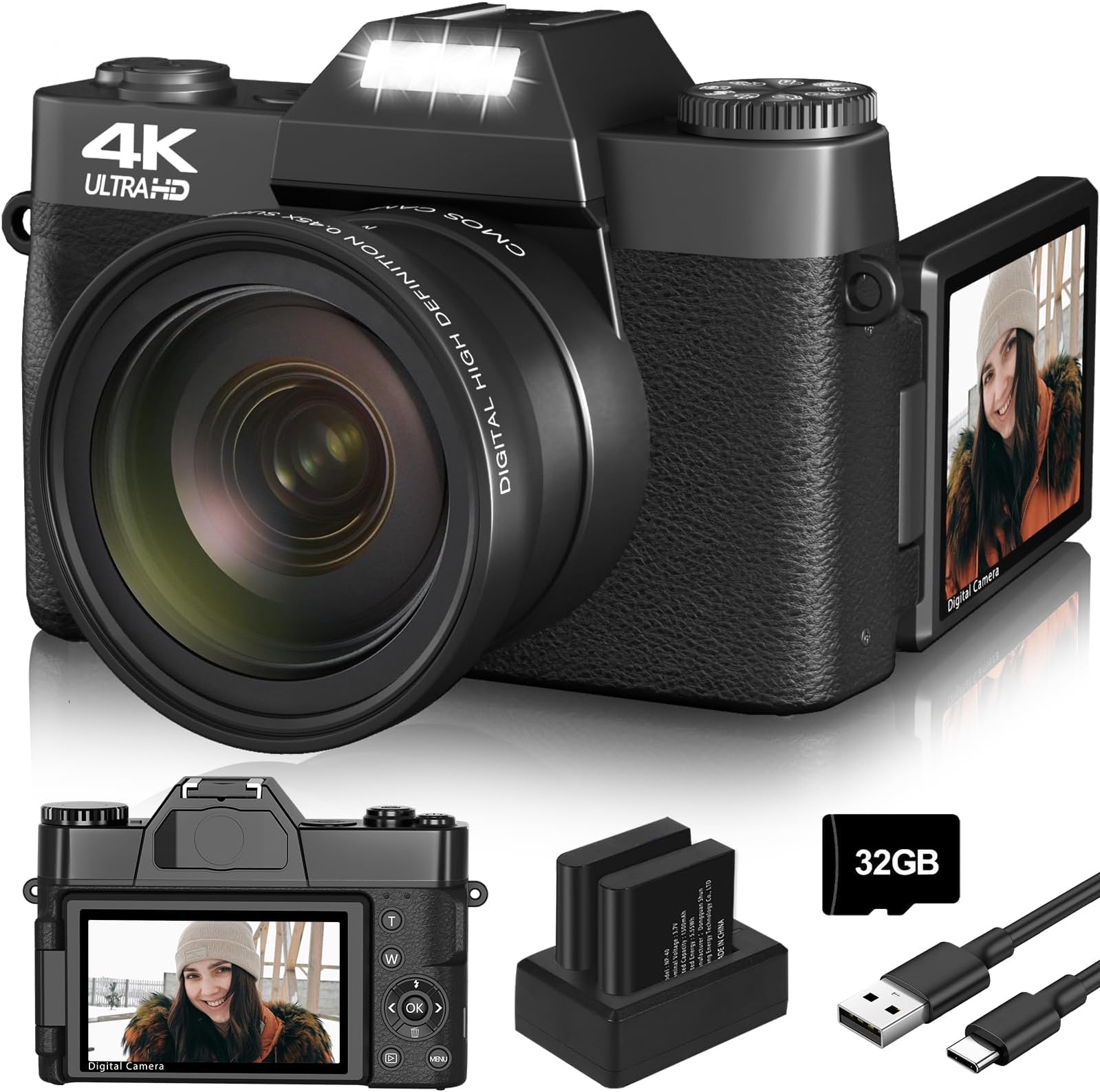 Amazon.com : Digital Camera, 4K Vlogging Camera for YouTube 56MP 16X ...