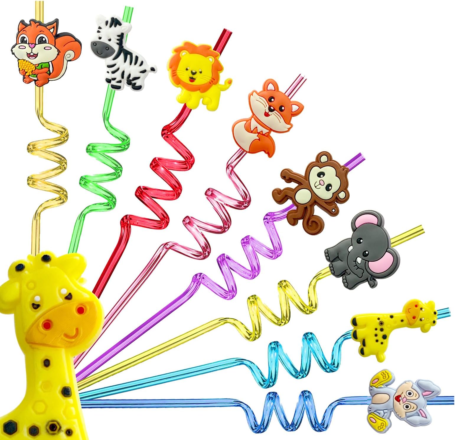 Amazon.com: 24pcs Reusable Forest Animals Crazy Straws, Drink Cocktail ...