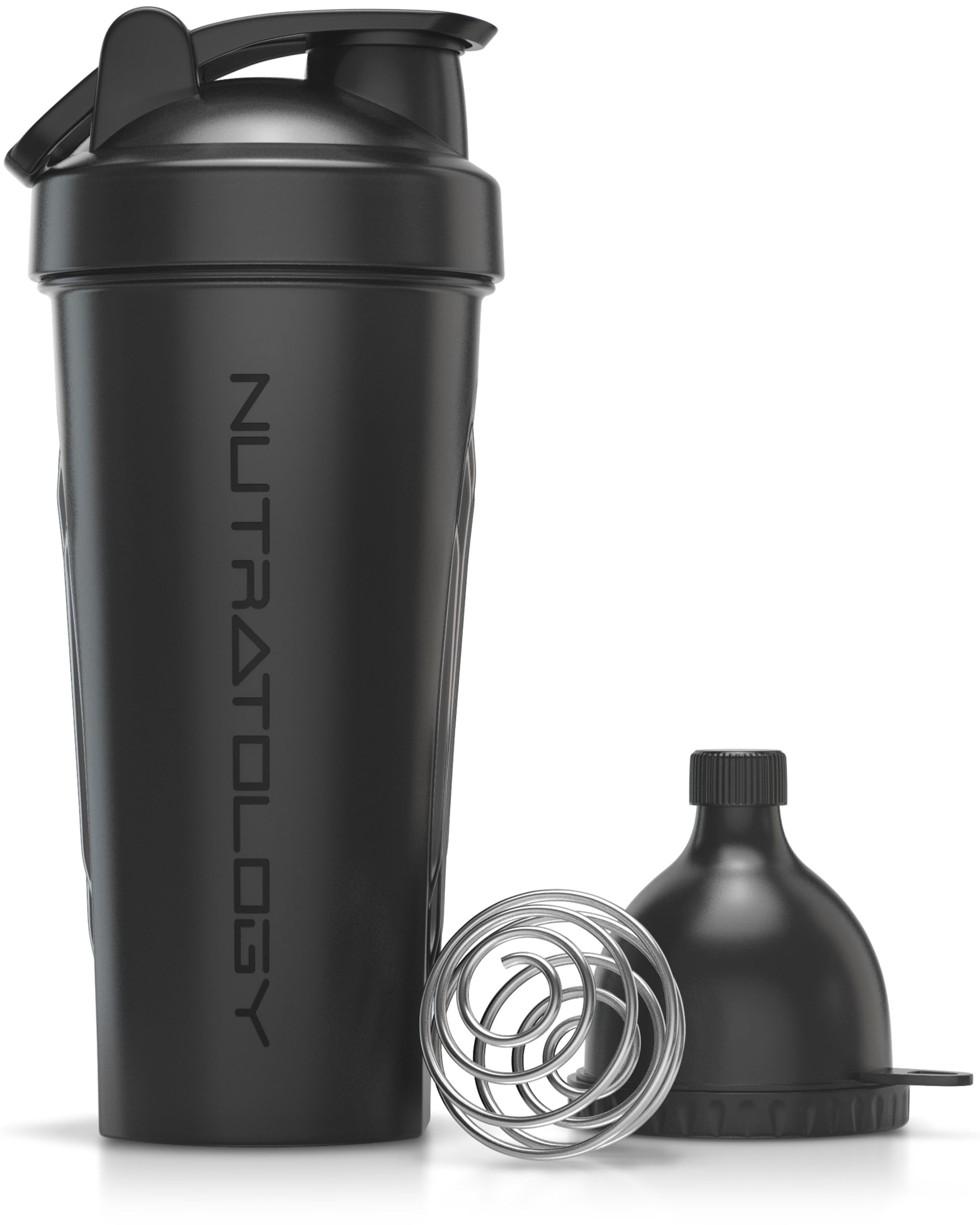 Protein Shaker Bottle with Wire Whisk Steel Shaker Ball + Powder Funnel ...