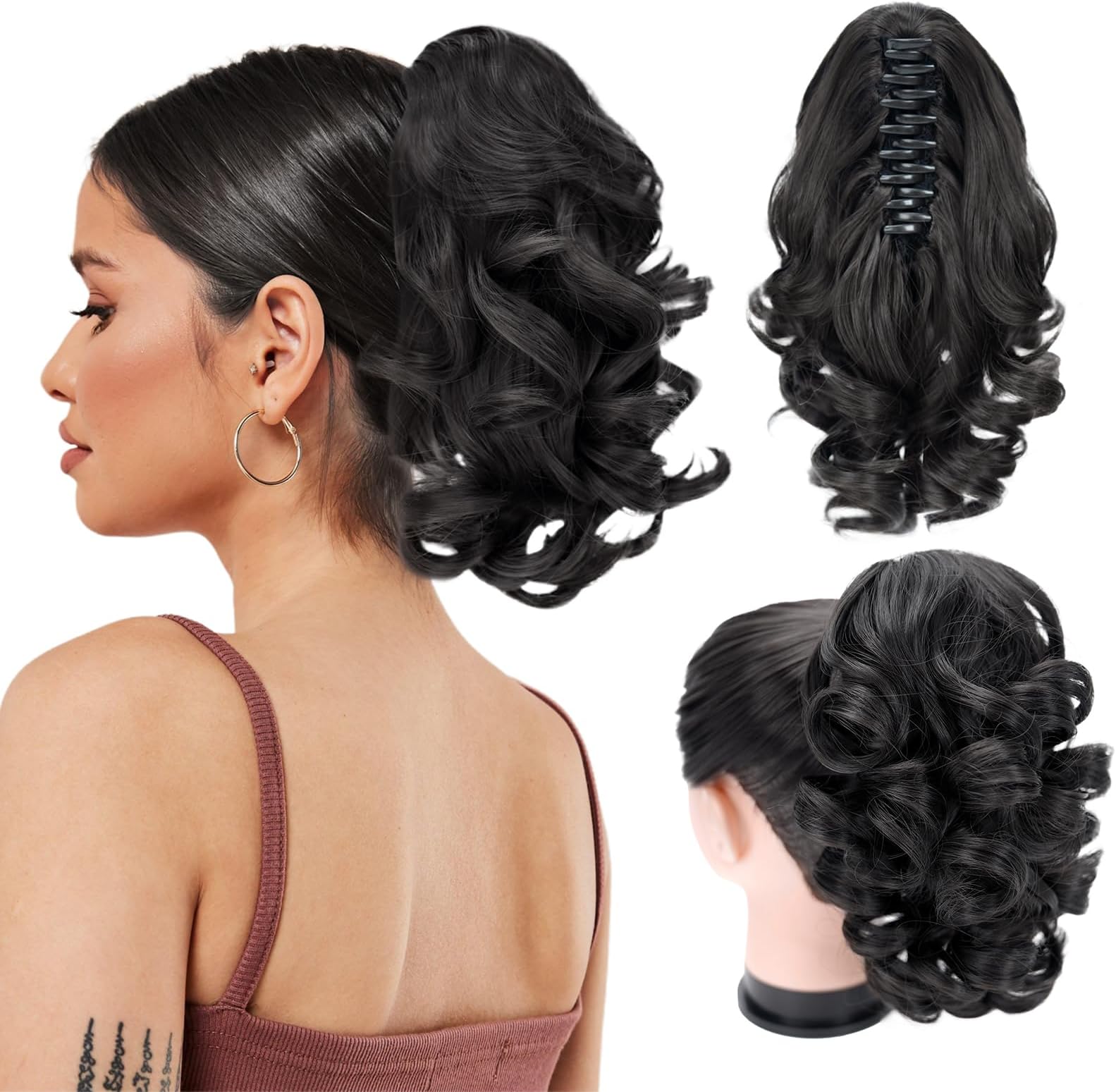 Amazon.com : Foaoit Black Hair Extensions Ponytail for Women 10 Inch ...