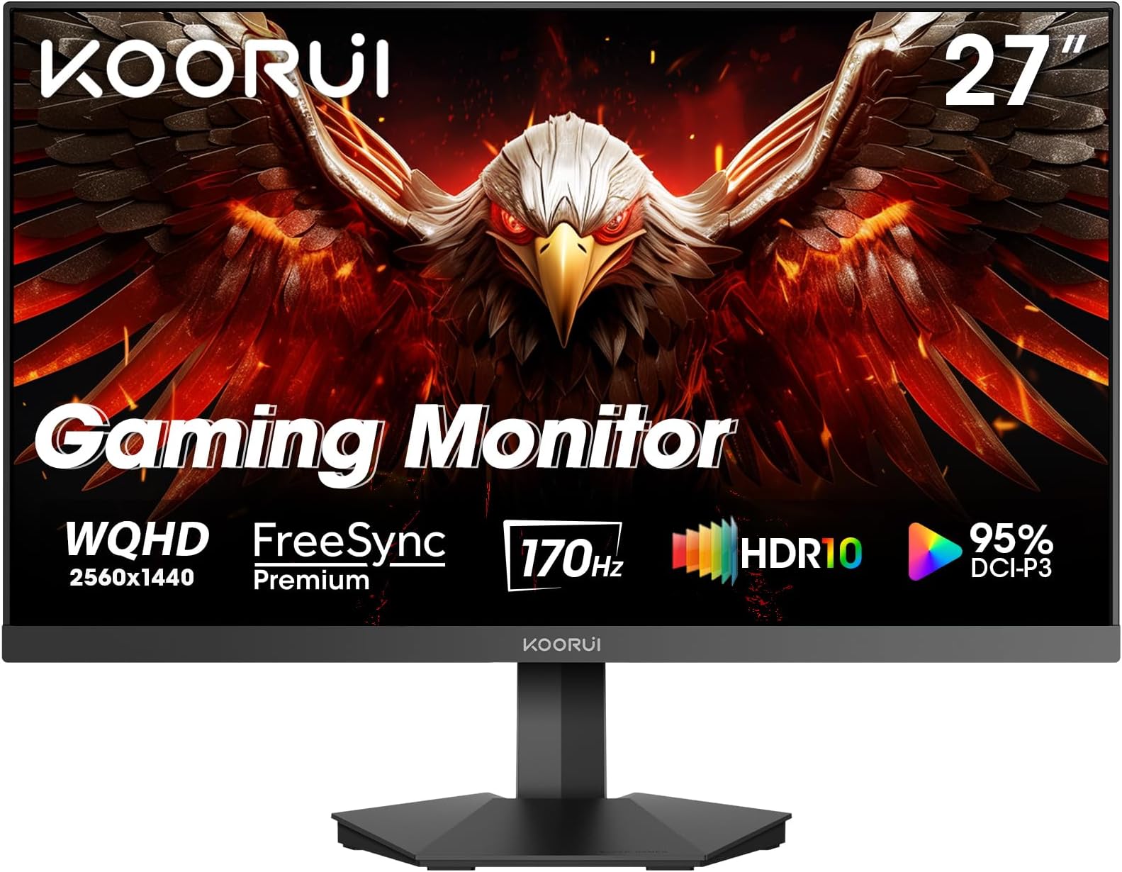 Amazon.com: KOORUI 27” WQHD (2560 x 1440p) Gaming Monitor 170Hz ...