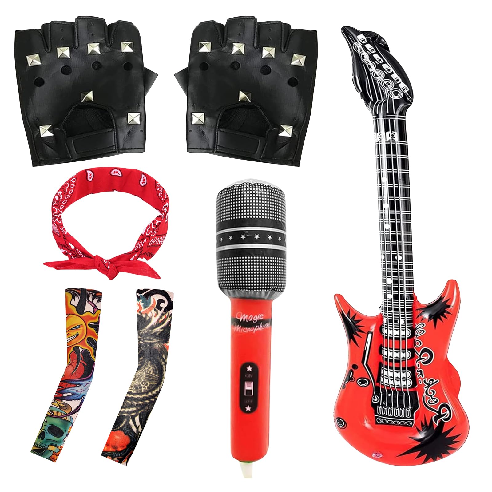 LINXINS 7pcs Rockstar Fancy Dress Kids Rockstar Costume Rock Star Fancy ...