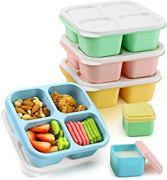 Amazon.com: Caperci Lunchable Snack Containers - 4 Compartments Bento ...
