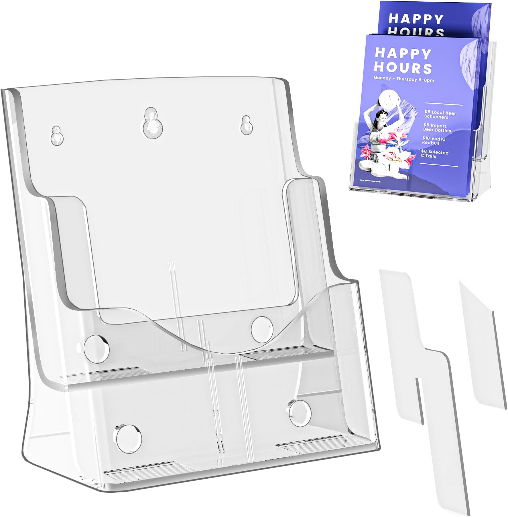 Amazon.com: Acrylic Brochure Holder 8.5 x 11 inches, 3 Tier Clear ...