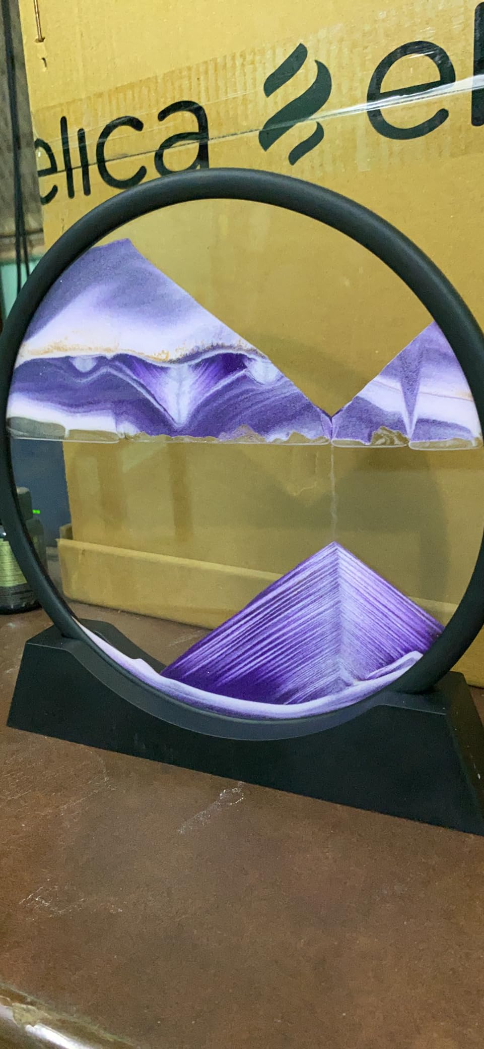 STAR WORK Moving Sand Art Picture Round Glass 3D Deep Sea Sand scape in ...