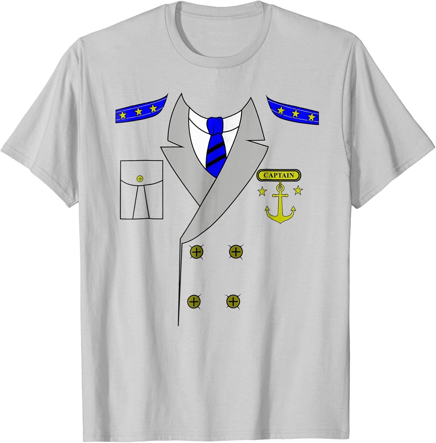Amazon.com: Boat Captain Uniform Costume T-Shirt | Halloween Shirt ...