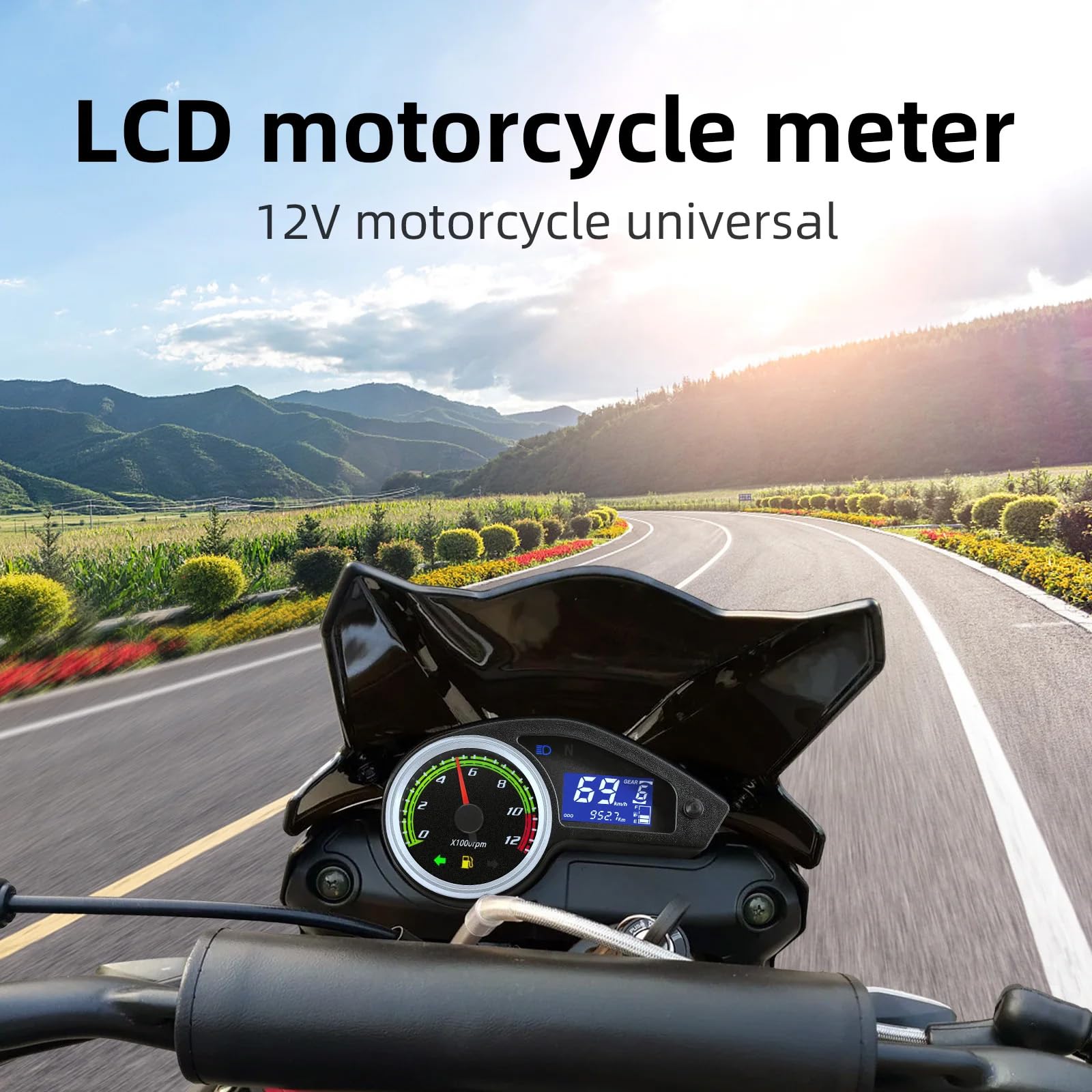 Snapklik.com : Motorcycle Speedometer Gauge 12000RPM Universal Digital ...