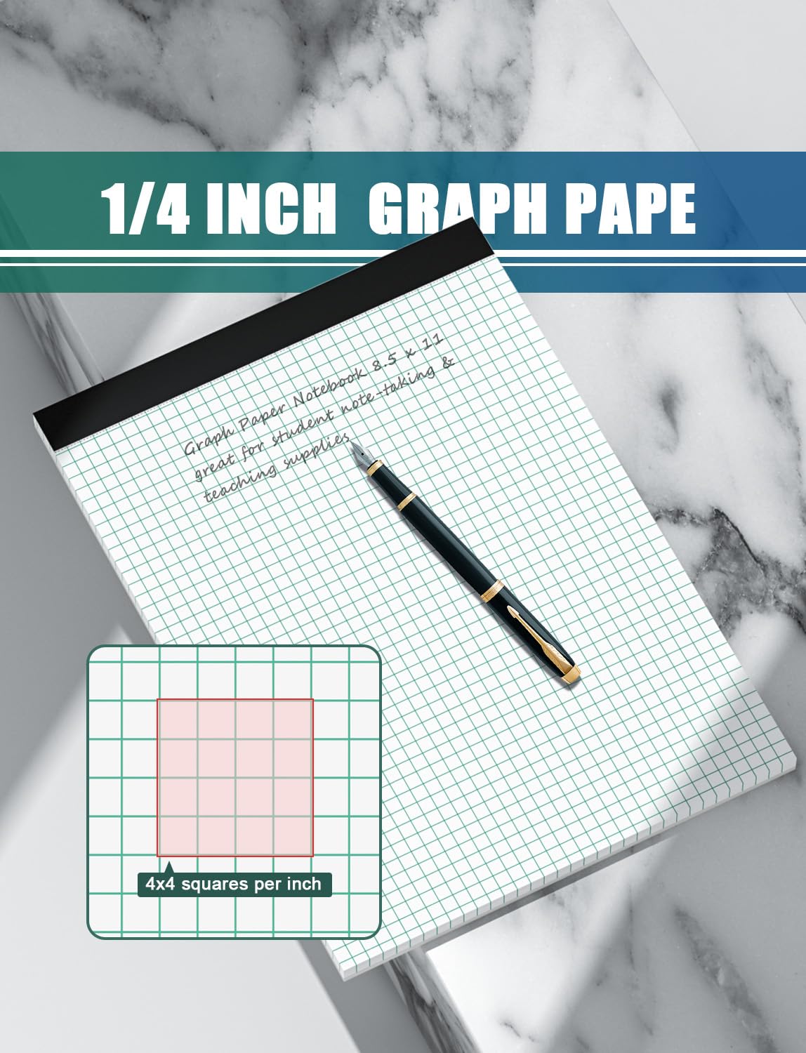 Snapklik.com : Graph Paper Pads 8.5 X 11, 4x4 Graph Ruled, 3 Pack 1/4 ...