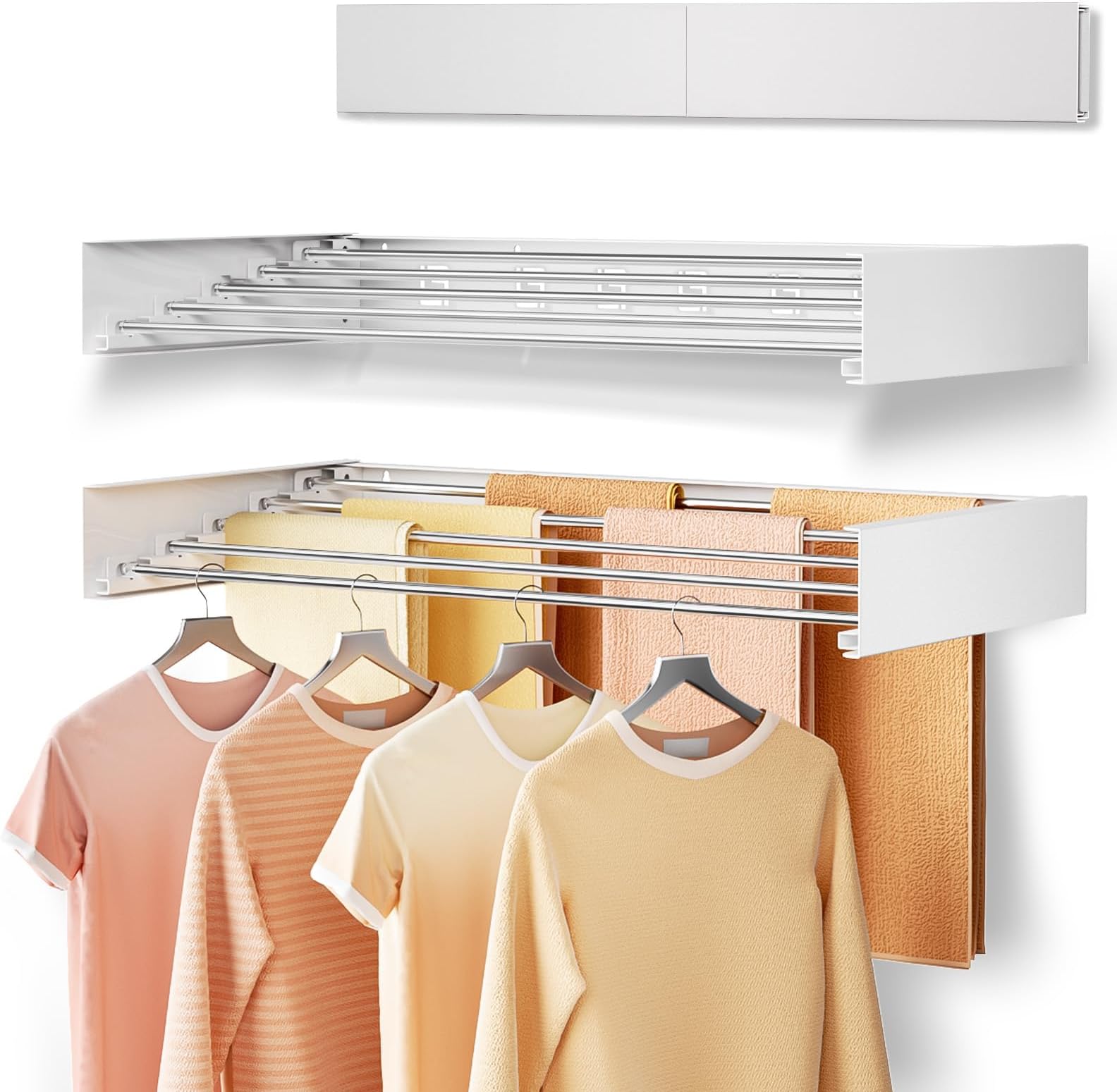 Amazon.com: Wall Mounted Clothes Drying Rack, Foldable Laundry Drying ...
