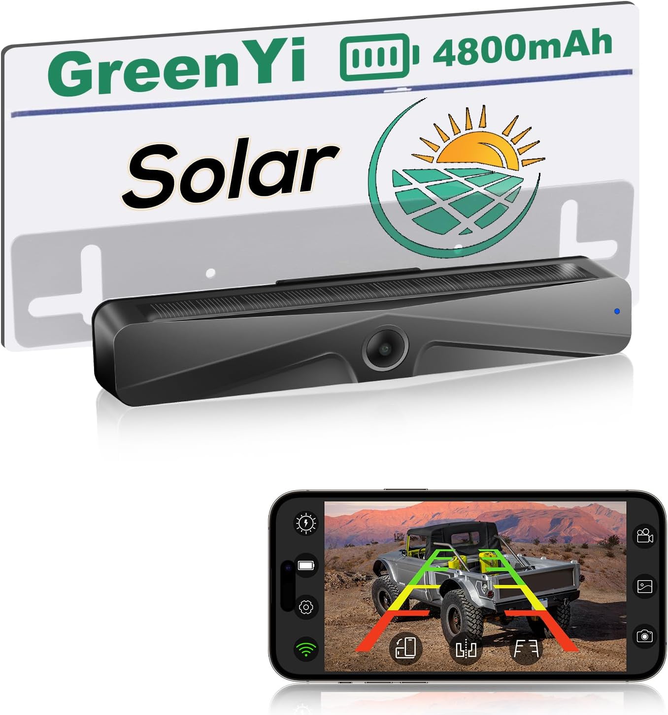 5G WiFi Wireless Solar Backup Camera, GreenYi HD 1080P Rear/Front ...