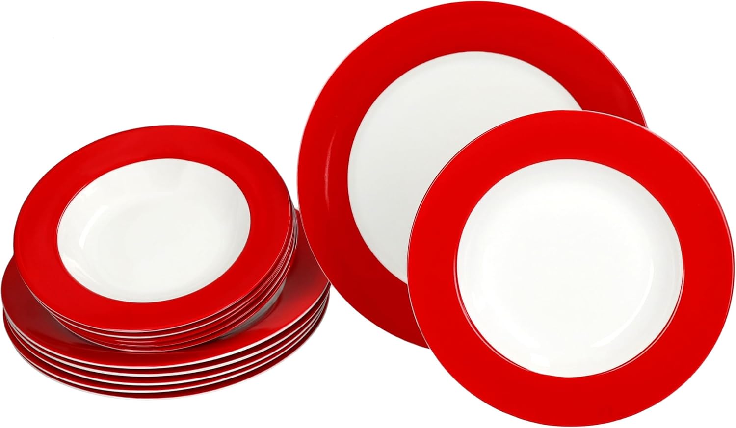 MamboCat Variant Rot 12tlg Tafelservice I farbiges Porzellan-Geschirr für 6 Personen I Bunte 6X ...