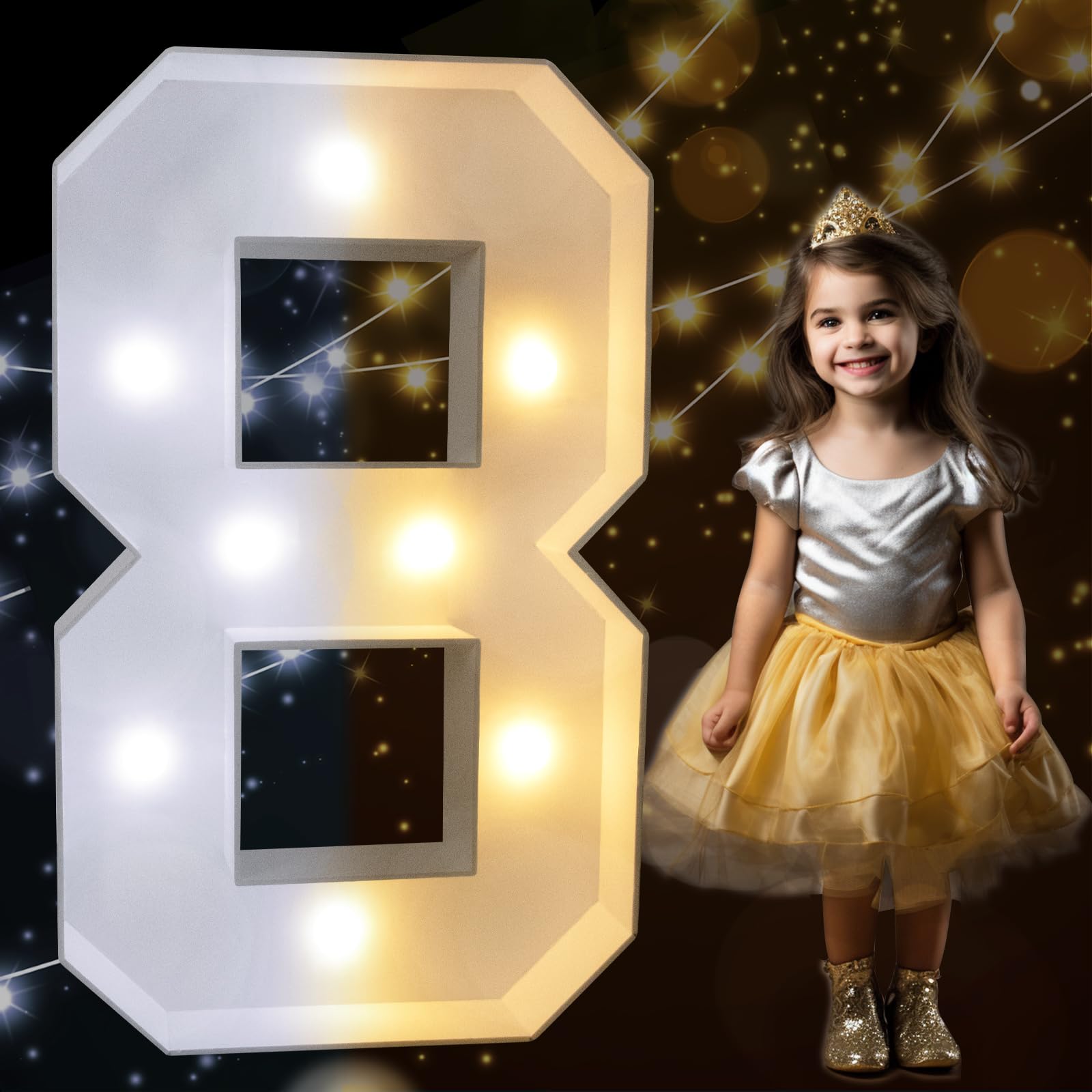 Pooqla 3FT Light Up Marquee Numbers, Cool White and Warm White LED ...