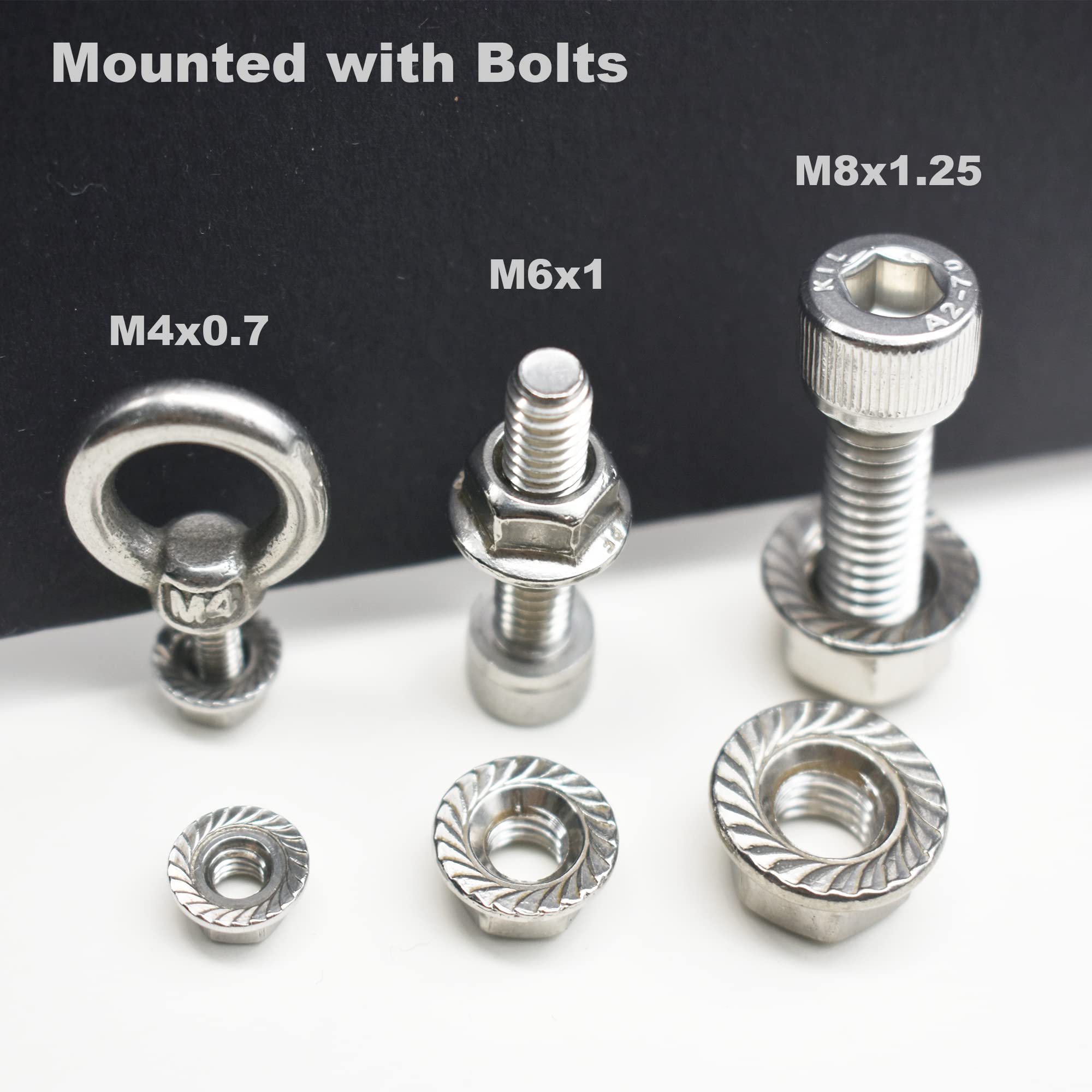 Snapklik.com : 50 Pcs M4 Stainless Flange Nuts Thread Metric Washer ...