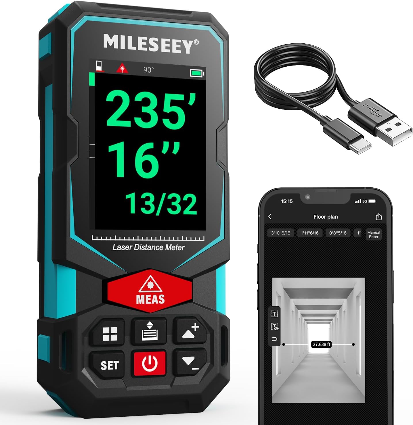 MiLESEEY D9 Pro Laser Distance Meter with Visual Aligning Indicator ...