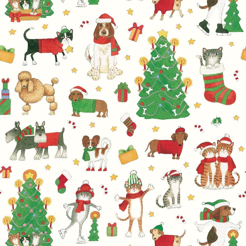 Amazon.com: Dogs and Cats Christmas Rolled Gift Wrap : Health & Household