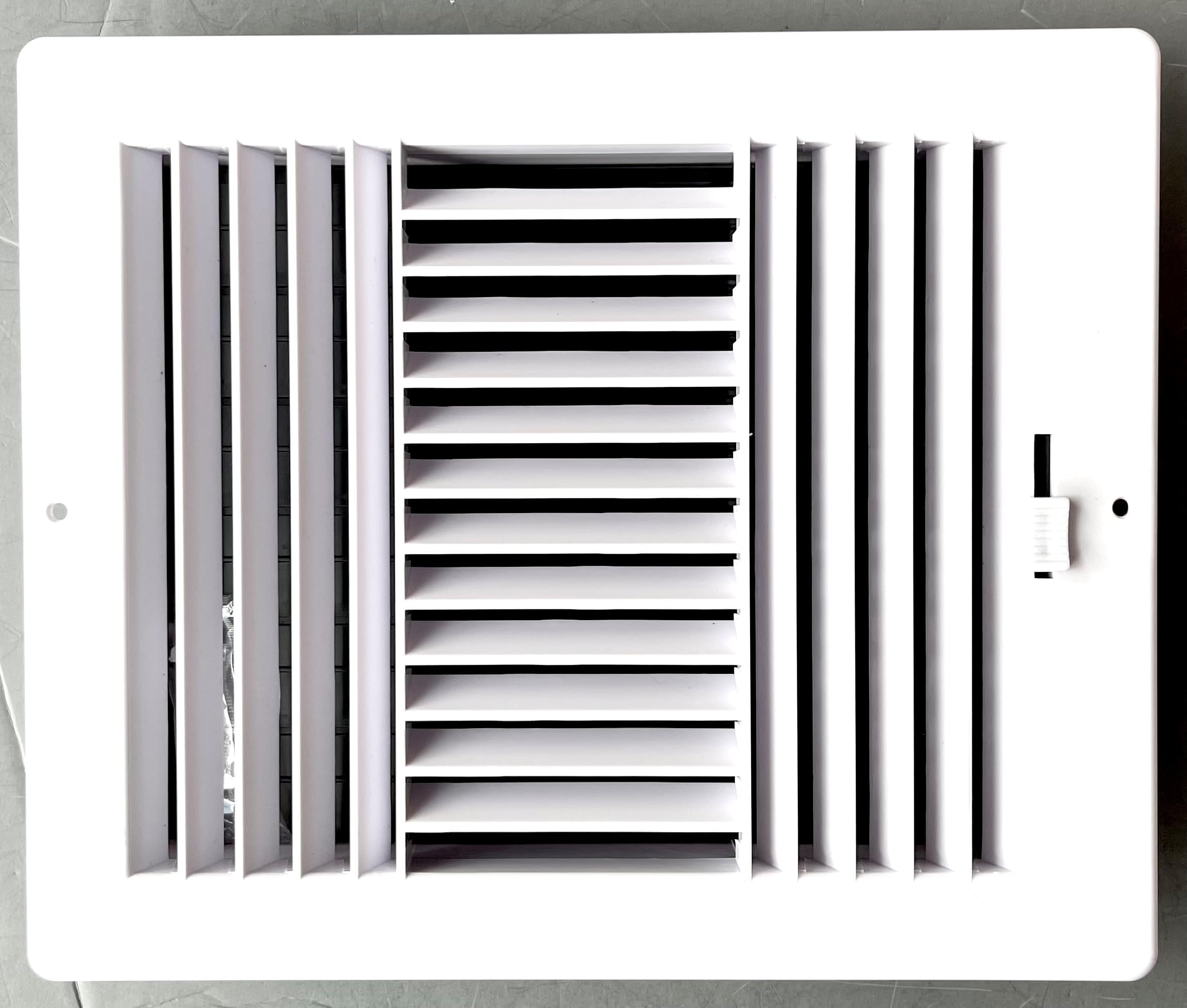 Three-Way Plastic Side Wall/Ceiling Register in White 10"w X 8"h for ...