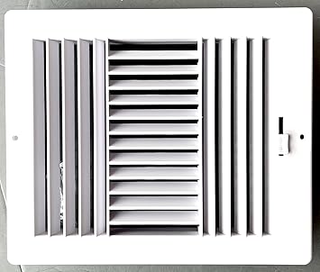 Three-Way Plastic Side Wall/Ceiling Register in White 10"w X 8"h for ...