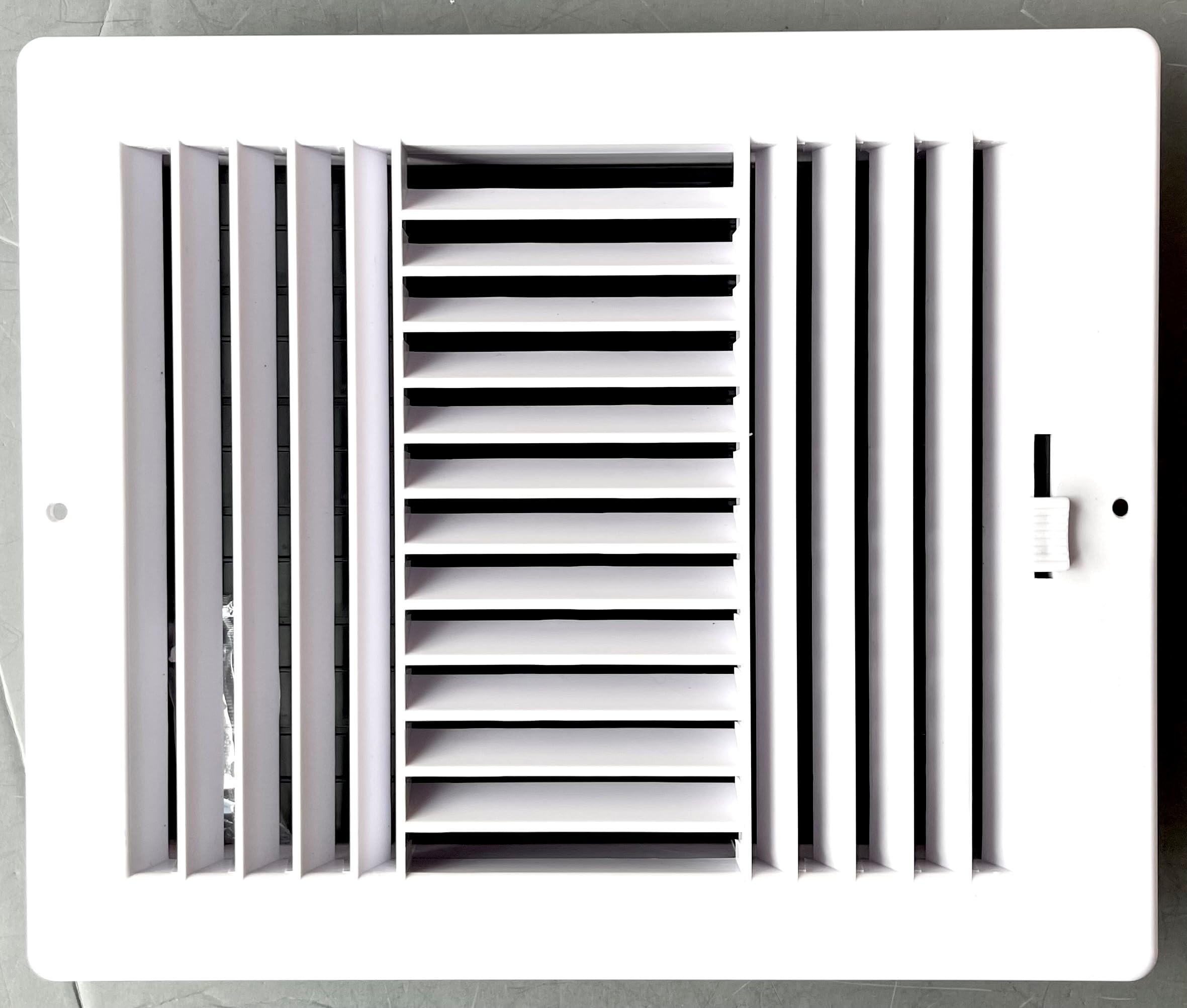 Three-Way Plastic Side Wall/Ceiling Register in White 10"w X 8"h for ...