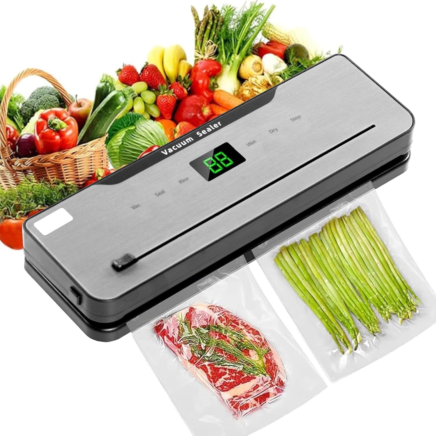 Vacuum Sealer, Food Vacuum Sealer Machine, 8-in-1 Food Vacuum Machine ...