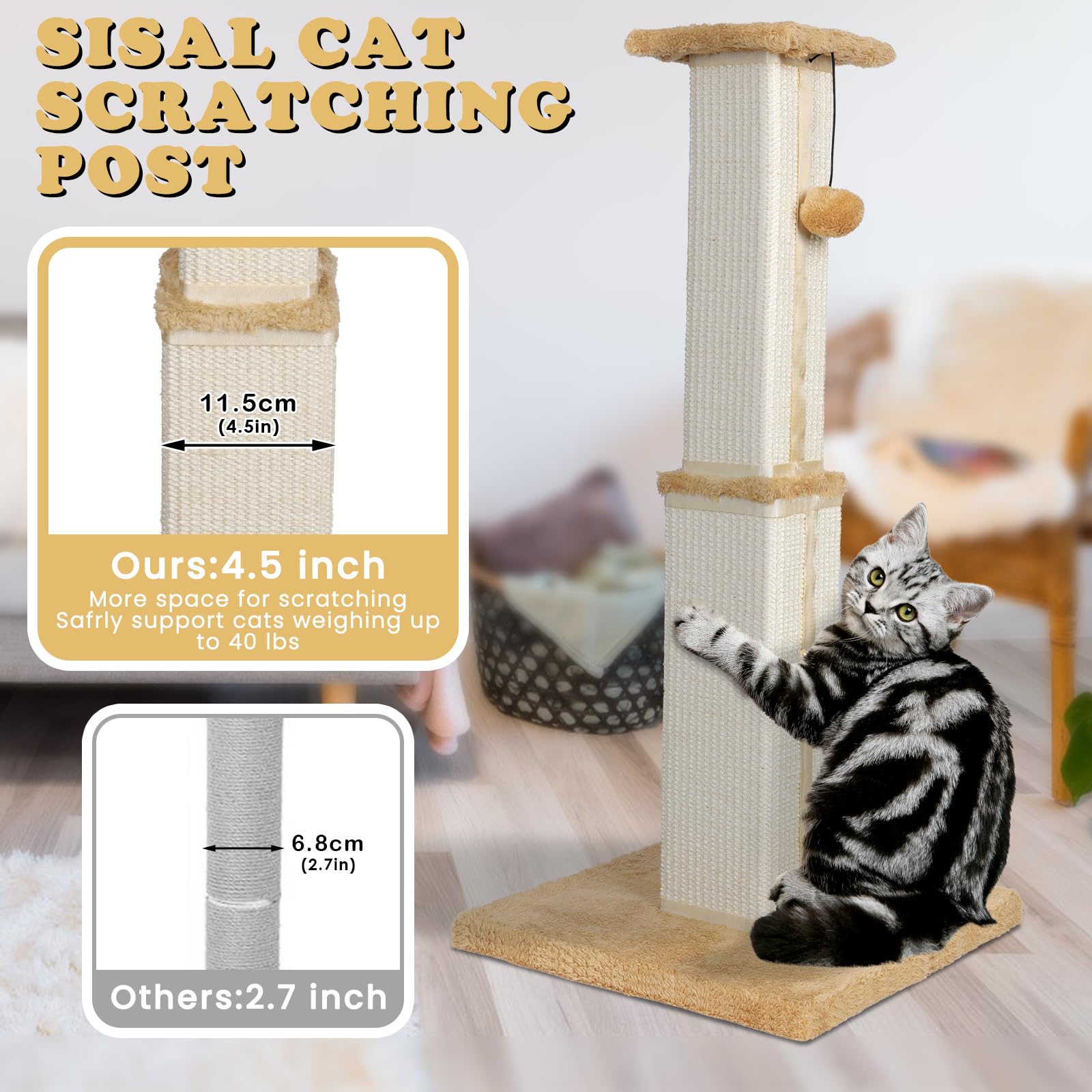 Snapklik.com : Lesnox Scratching Posts For Indoor Cats Adults & Kitten ...