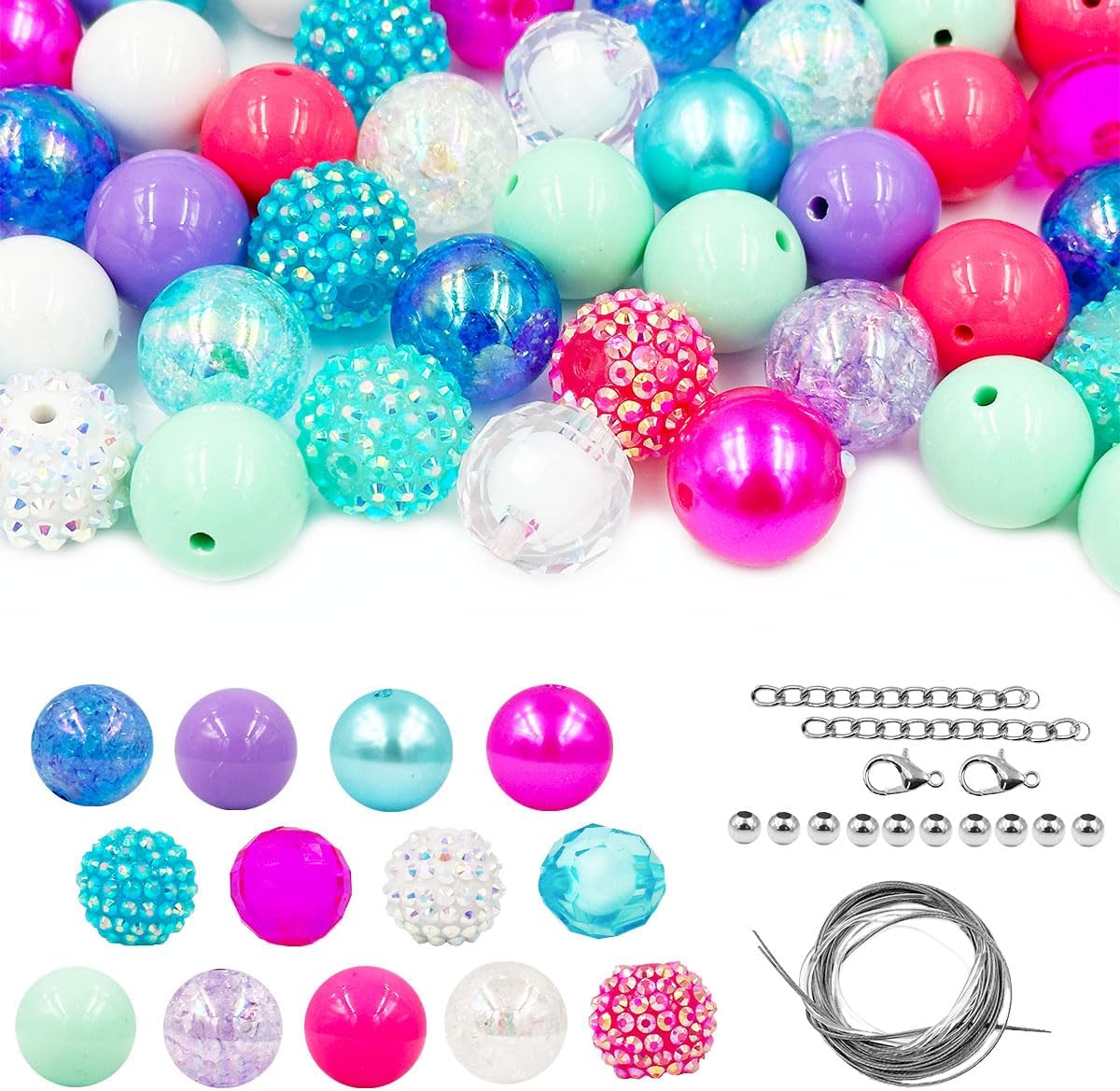Amazon.com: Sasylvia 100 Pcs 20 mm Rhinestone Beads Shine Disco Ball ...