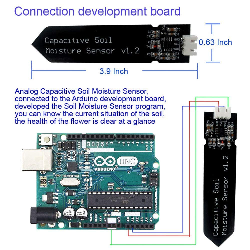 Snapklik.com : 5 Pack Capacitive Soil Moisture Sensor Corrosion ...