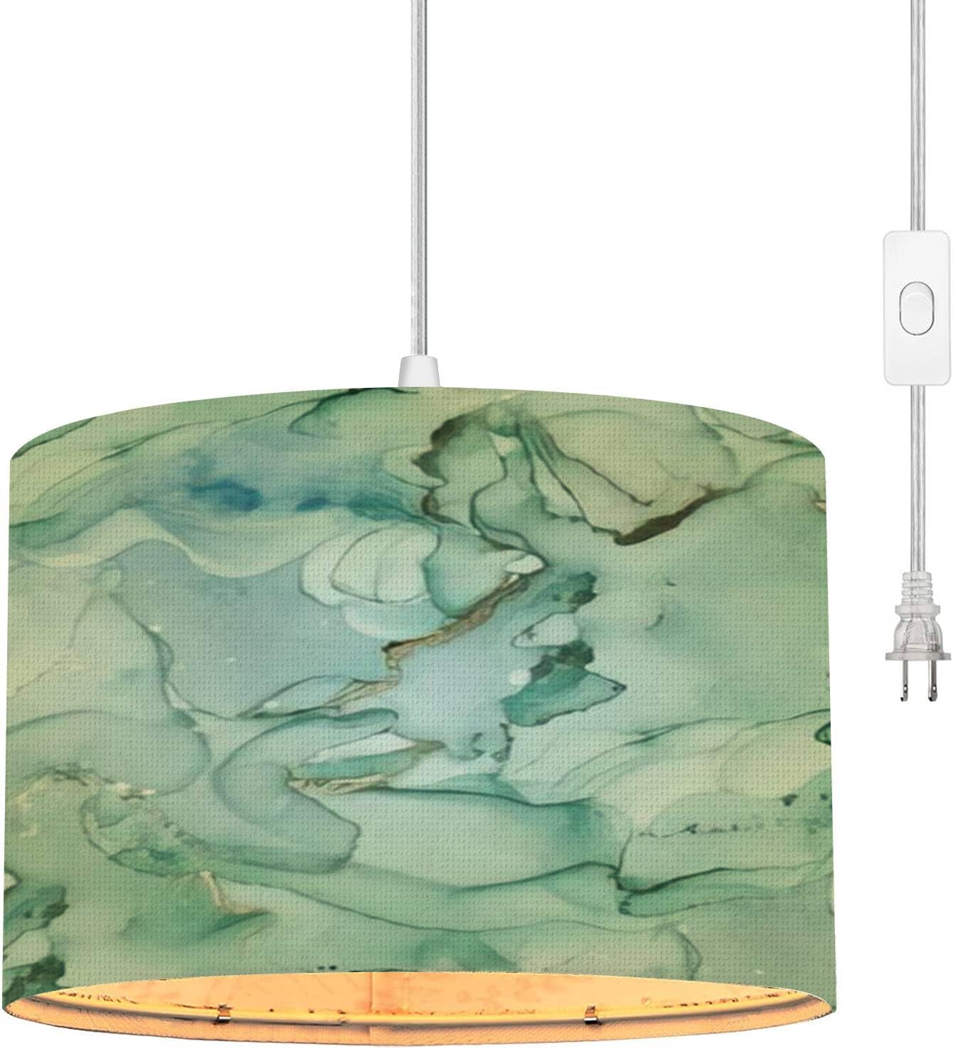 Plug in Pendant Light Blue Ink Paint Green Marble Watercolor Light ...