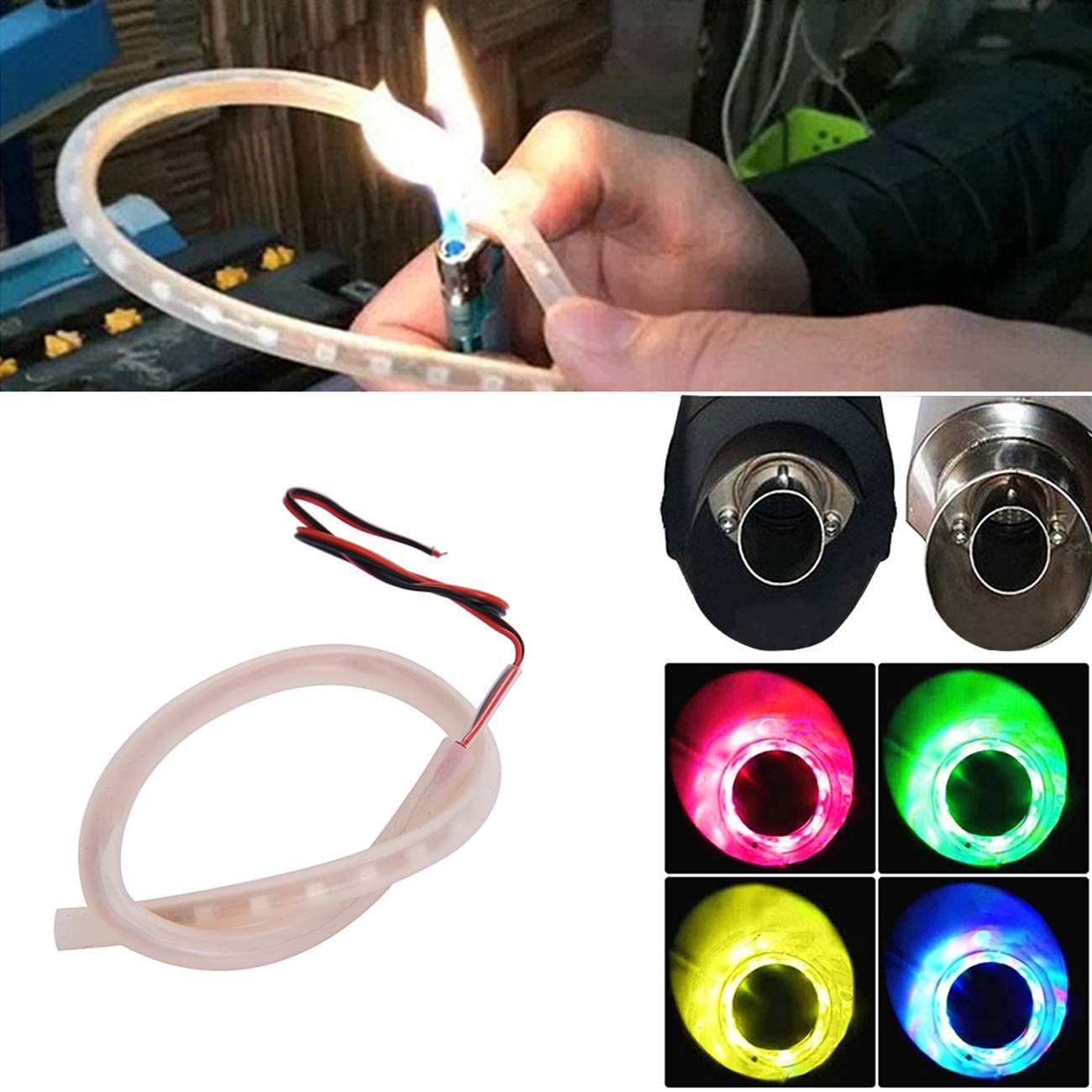 Snapklik.com : YIBO 1Set Motorcycle LED Light Red Motorbike Exhaust ...