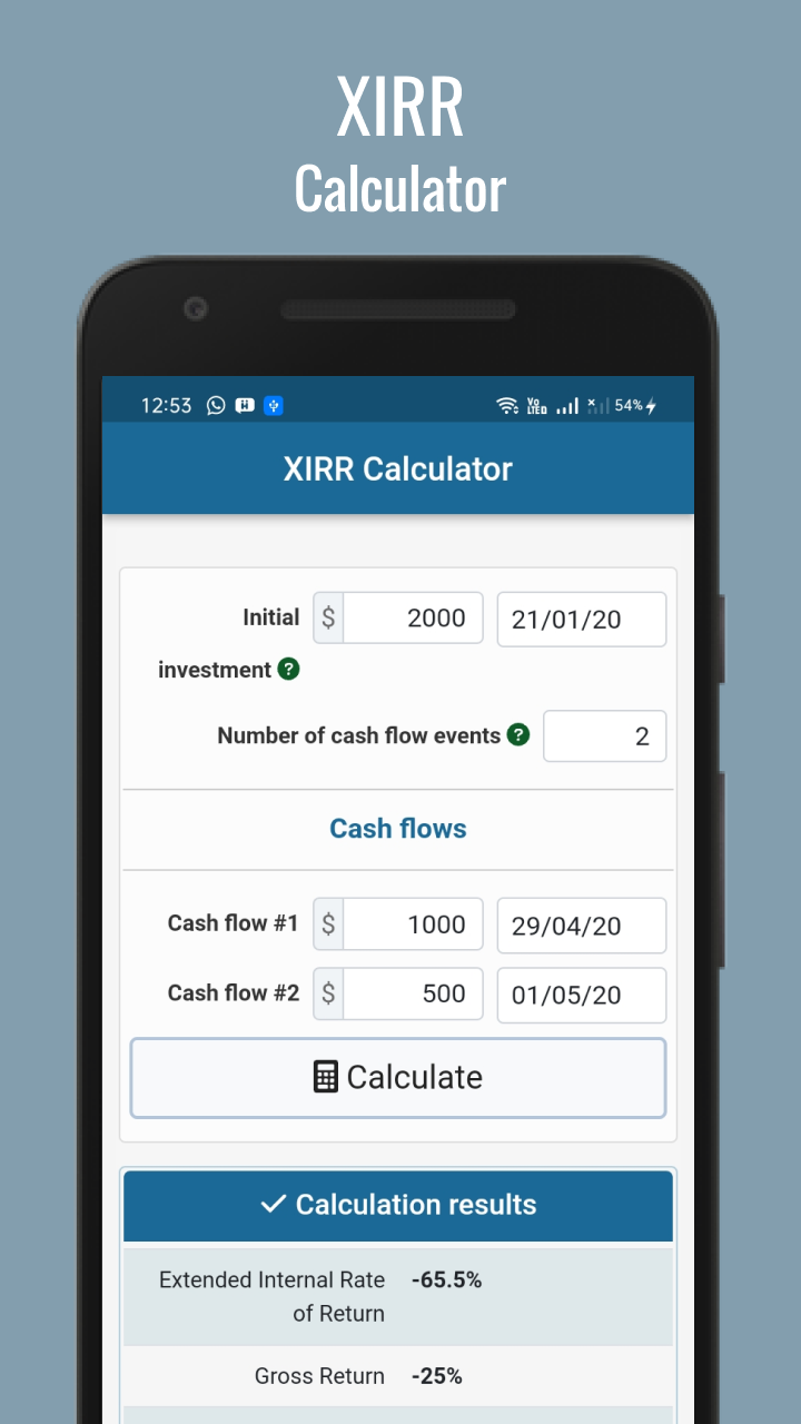 XIRR Calculator - App on Amazon Appstore