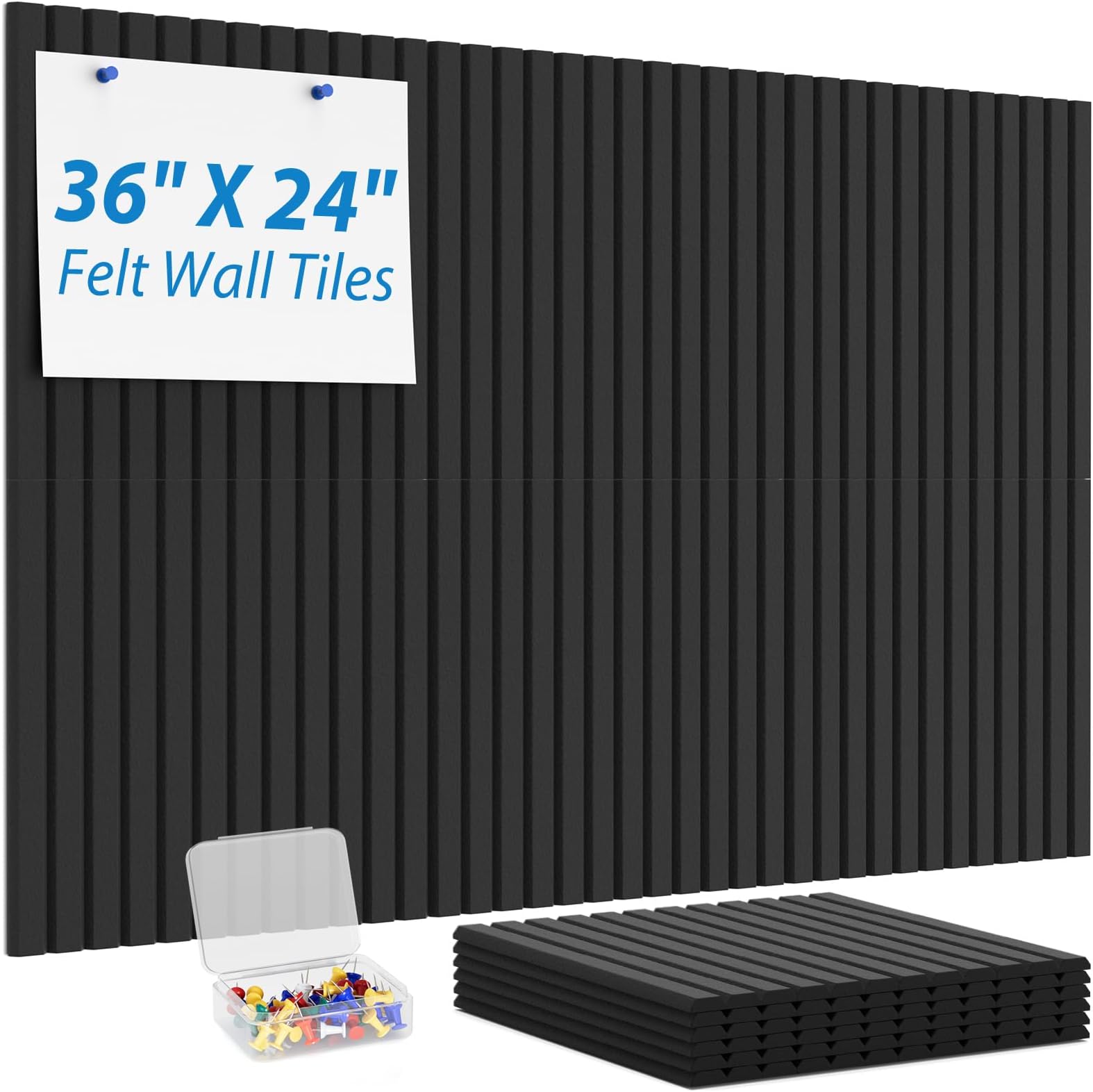 Amazon.com : MaxGear Cork Boards for Walls 36" x 24", 6 Pack Black Felt ...