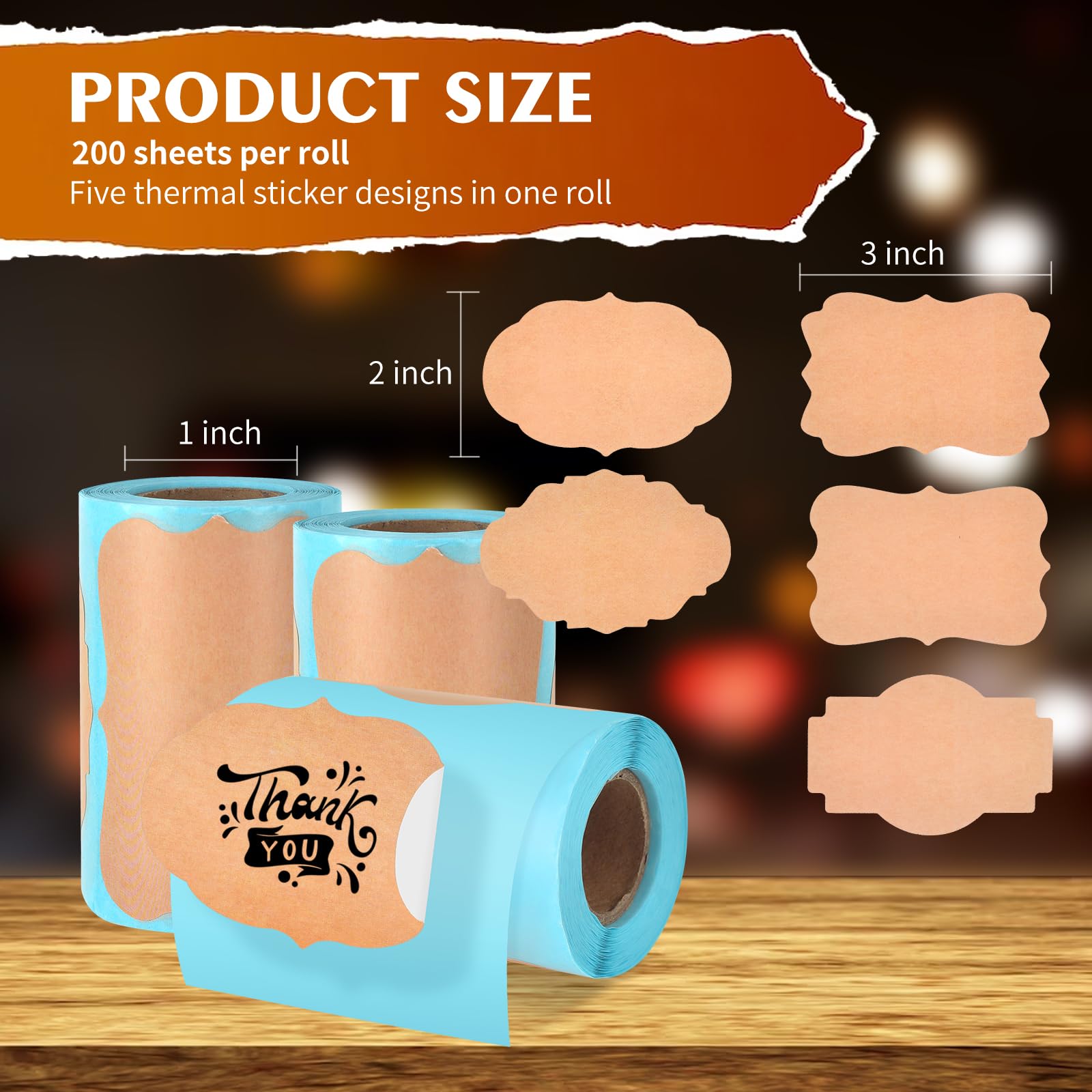 Snapklik.com : 3 Roll 3x2inch Vintage Thermal Labels Brown Thermal ...