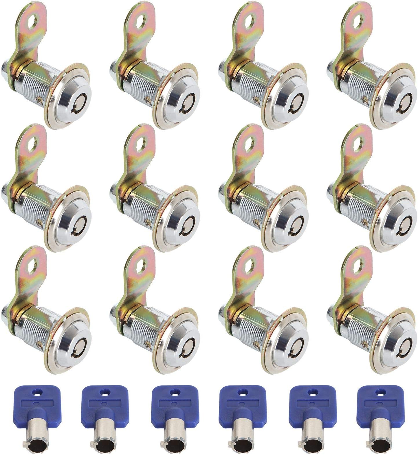 AConnet 12 Pack Cam Locks Keyed Alike with 6 Keys, 1-1/8 Inch (30mm ...
