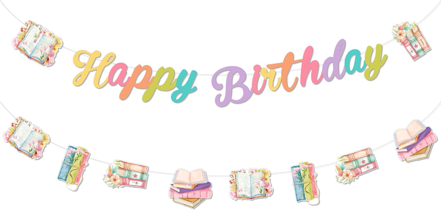 Amazon.com: Fangleland Books Reading Theme Birthday Party Banner ...