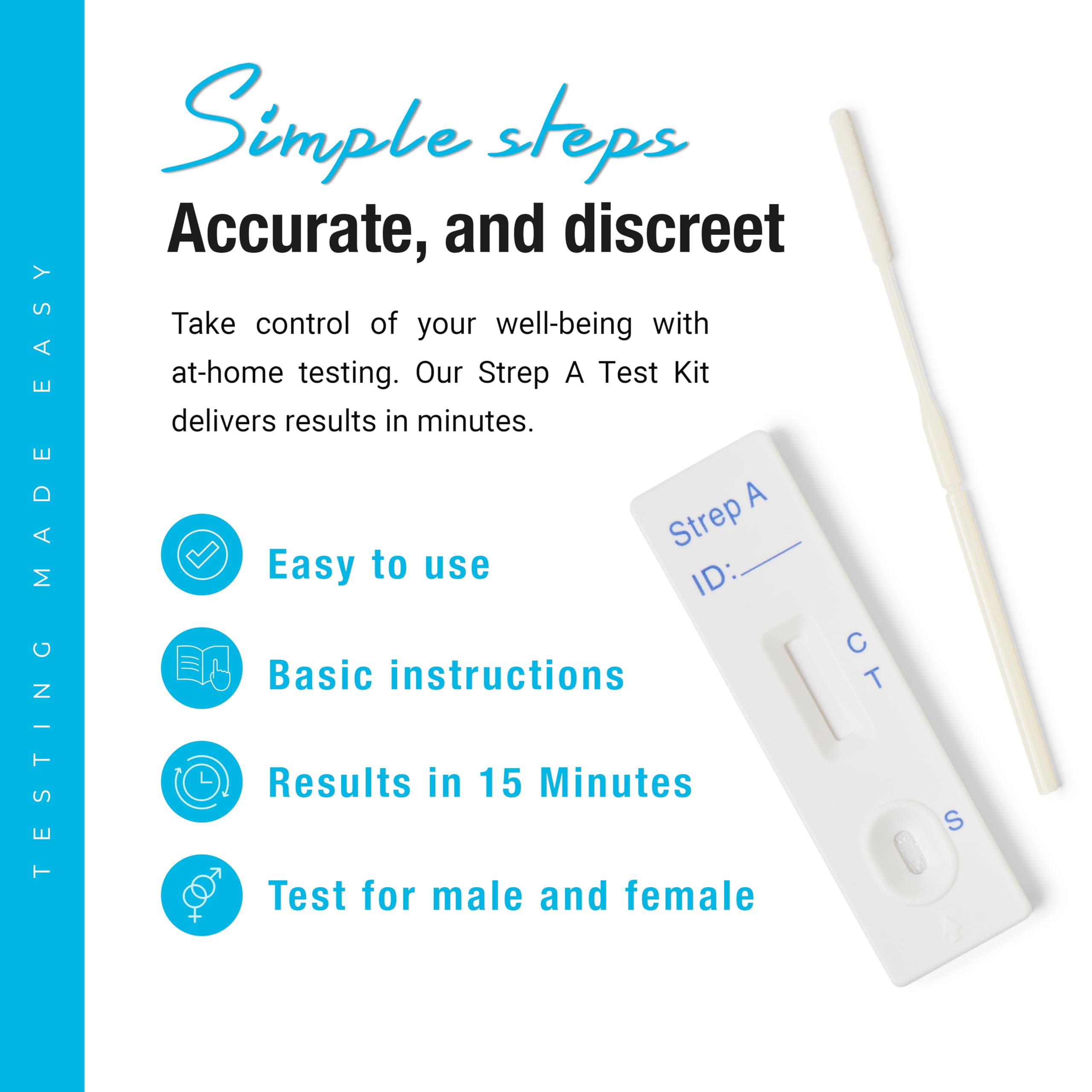 Strep Throat Test Strips StrepAim CLIA Waived Strep Throat Test SKU