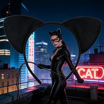 Black Cat Accessories Mysense Black Cat Ears Headband & Black Lipstick ...