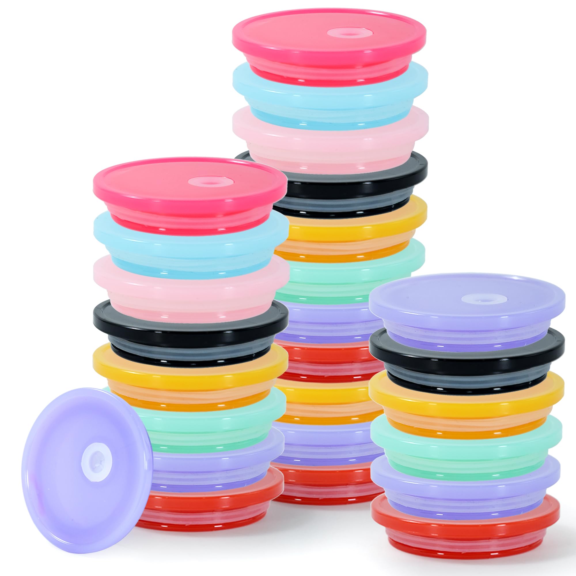 Amazon.com | FECBK 40 Pcs Acrylic Lids for 16 oz Glass Cups Plastic ...