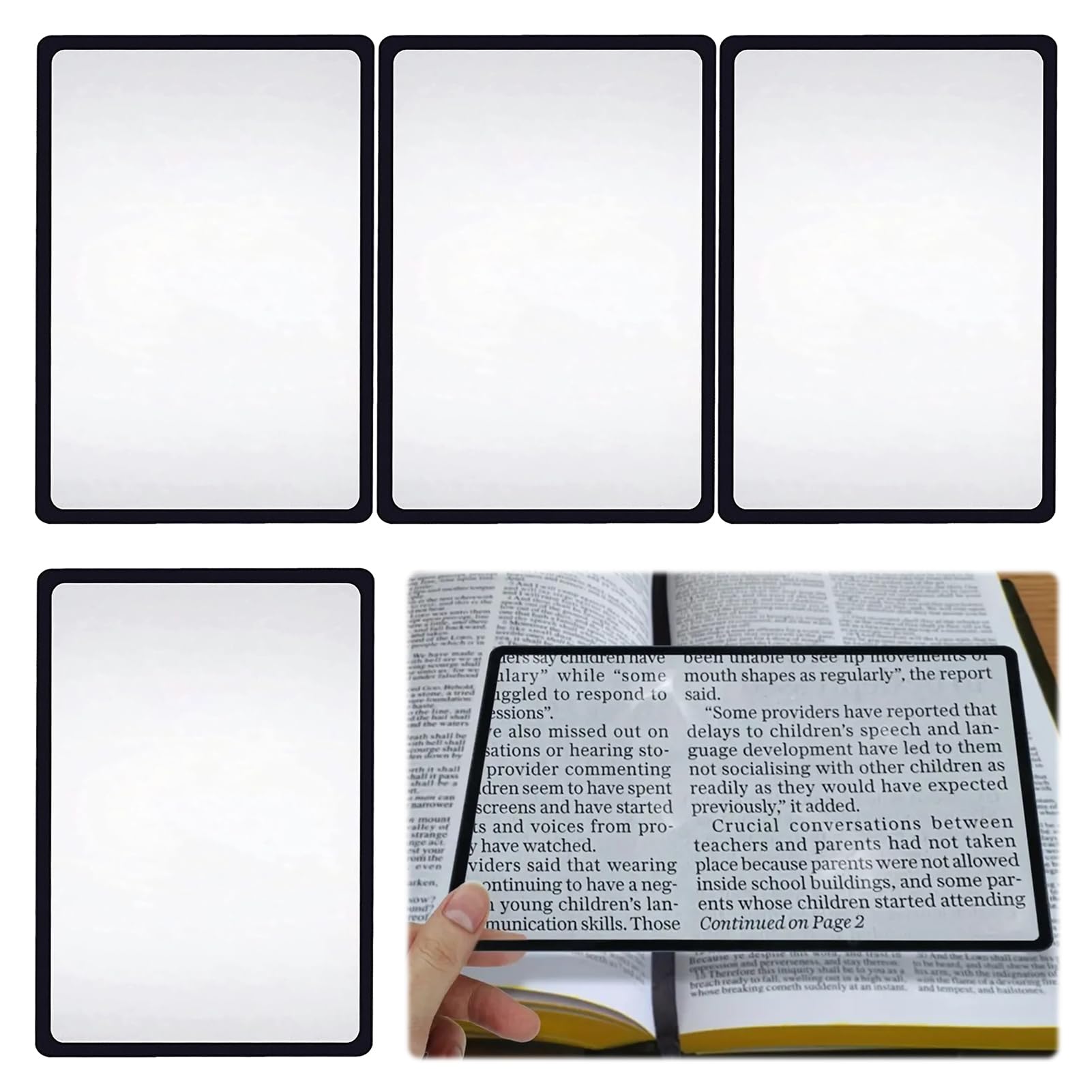 Magnifier for Reading,4Pcs Magnifying Sheet,Flexible Plastic Reading ...