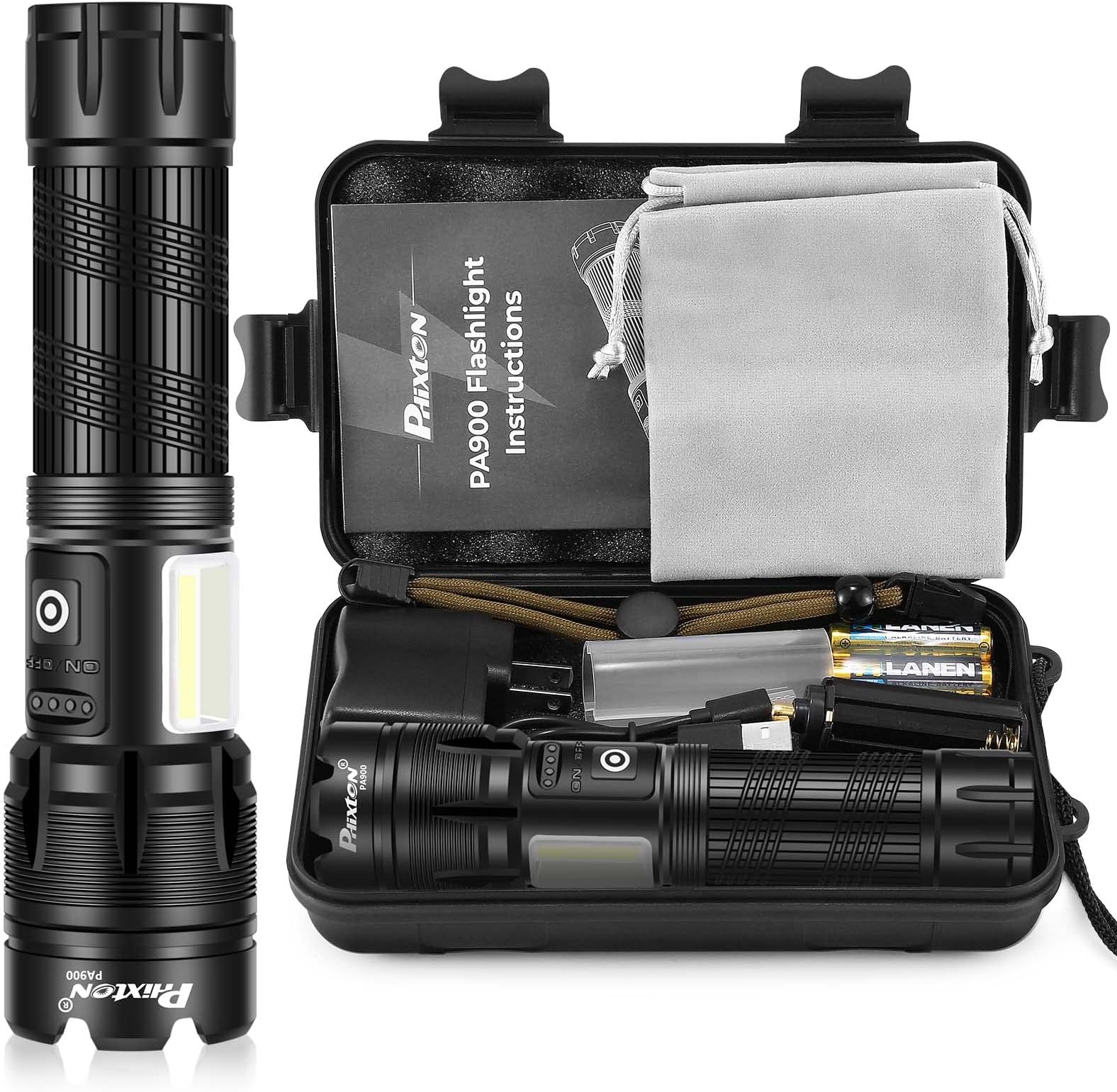 PHIXTON Rechargeable LED Flashlights High Lumens, Powerful 20000 Lumen ...